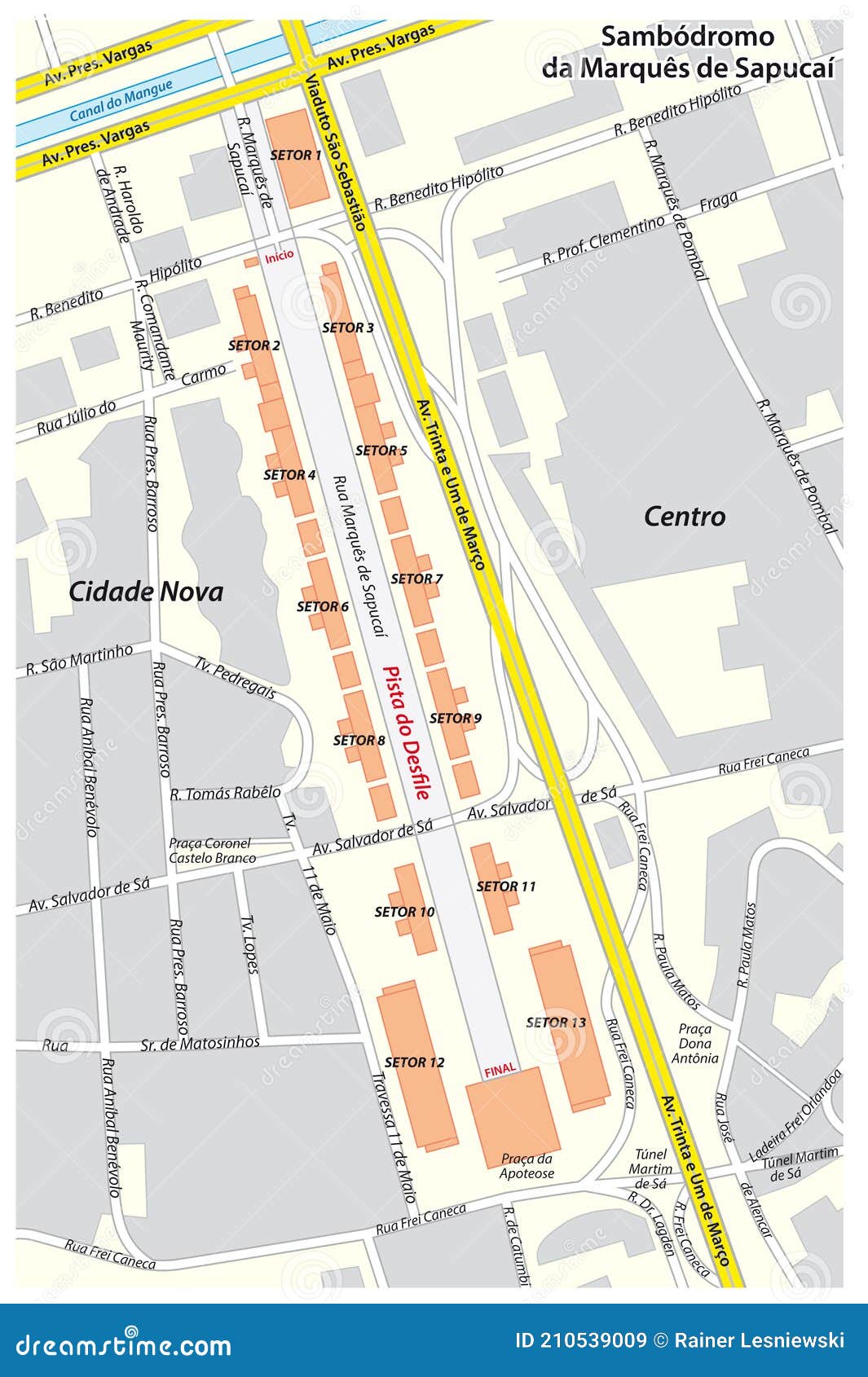 Vector Map of the Sambadrome Arena in Rio De Janeiro, Brazil Stock ...