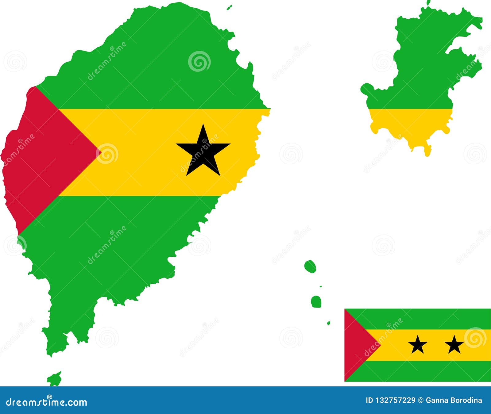 Vector Map of Sao Tome and Principe with Flag. Isolated, White ... Vector Map of Sao Tome and Principe with Flag. Isolated, White ...