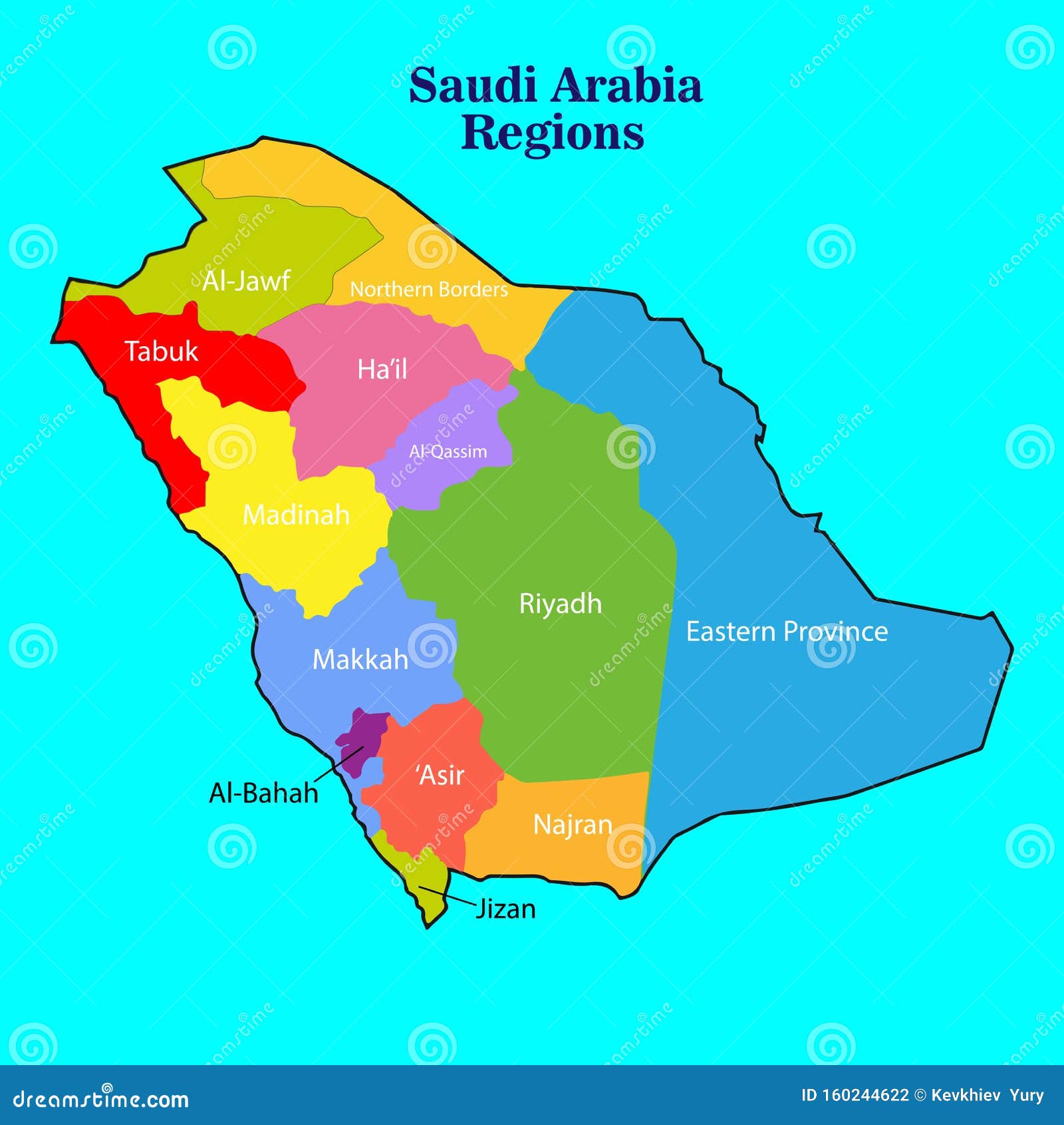 Vector Map of Saudi Arabia with Regions Stock Vector - Illustration of ...