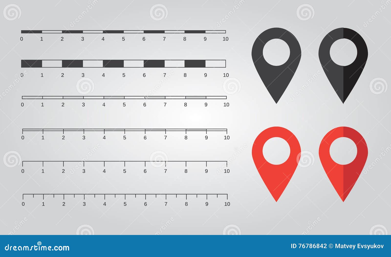 Map Scales Graphics For Measuring Distances. Scale Measure Map V ...