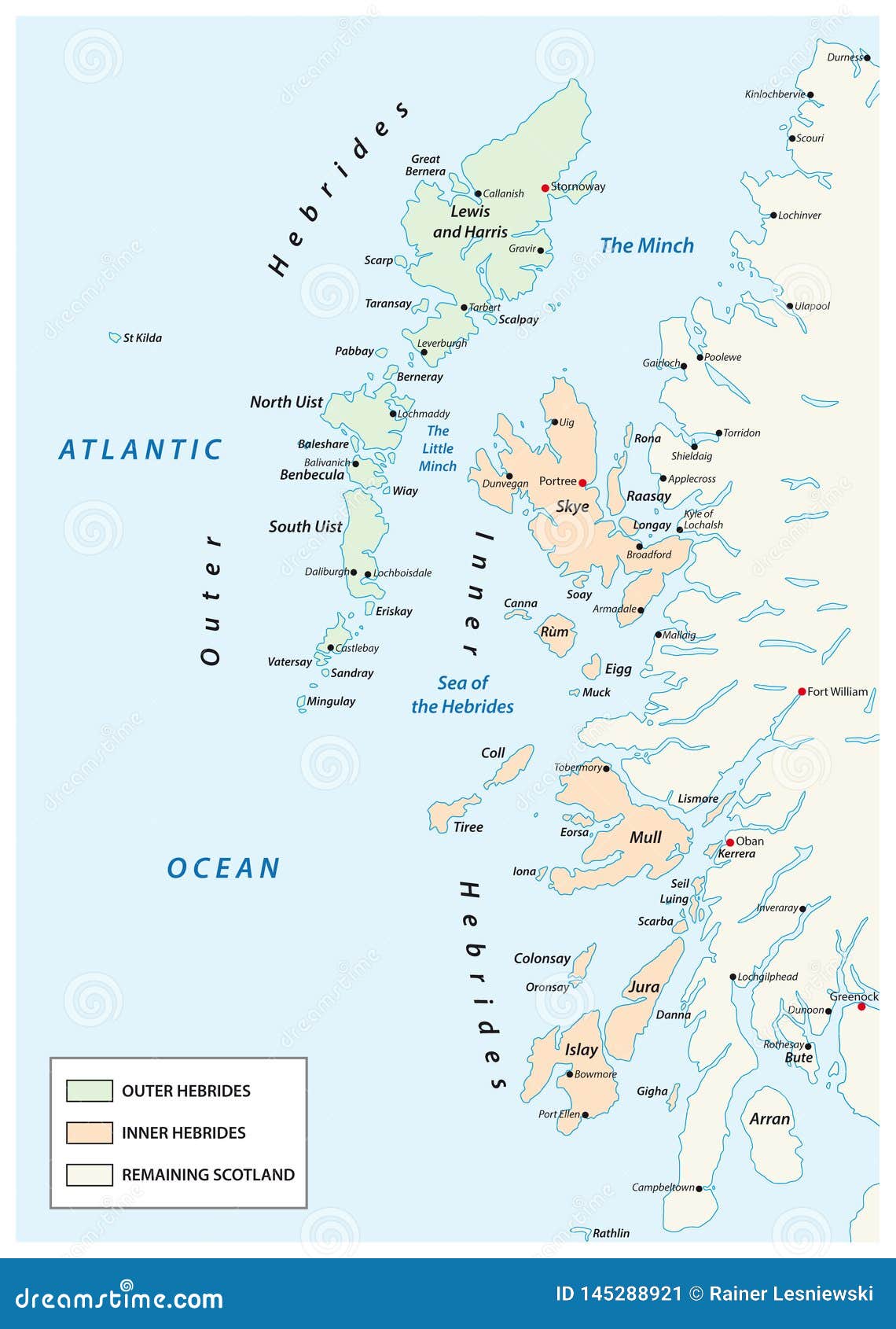 Vector Map of Scottish Archipelago Hebrides at the North West Coast of ...