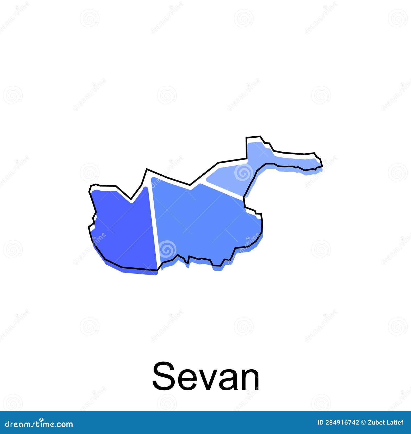 Vector Map of the Sevan. Borders of for Your Infographic Stock Vector ...