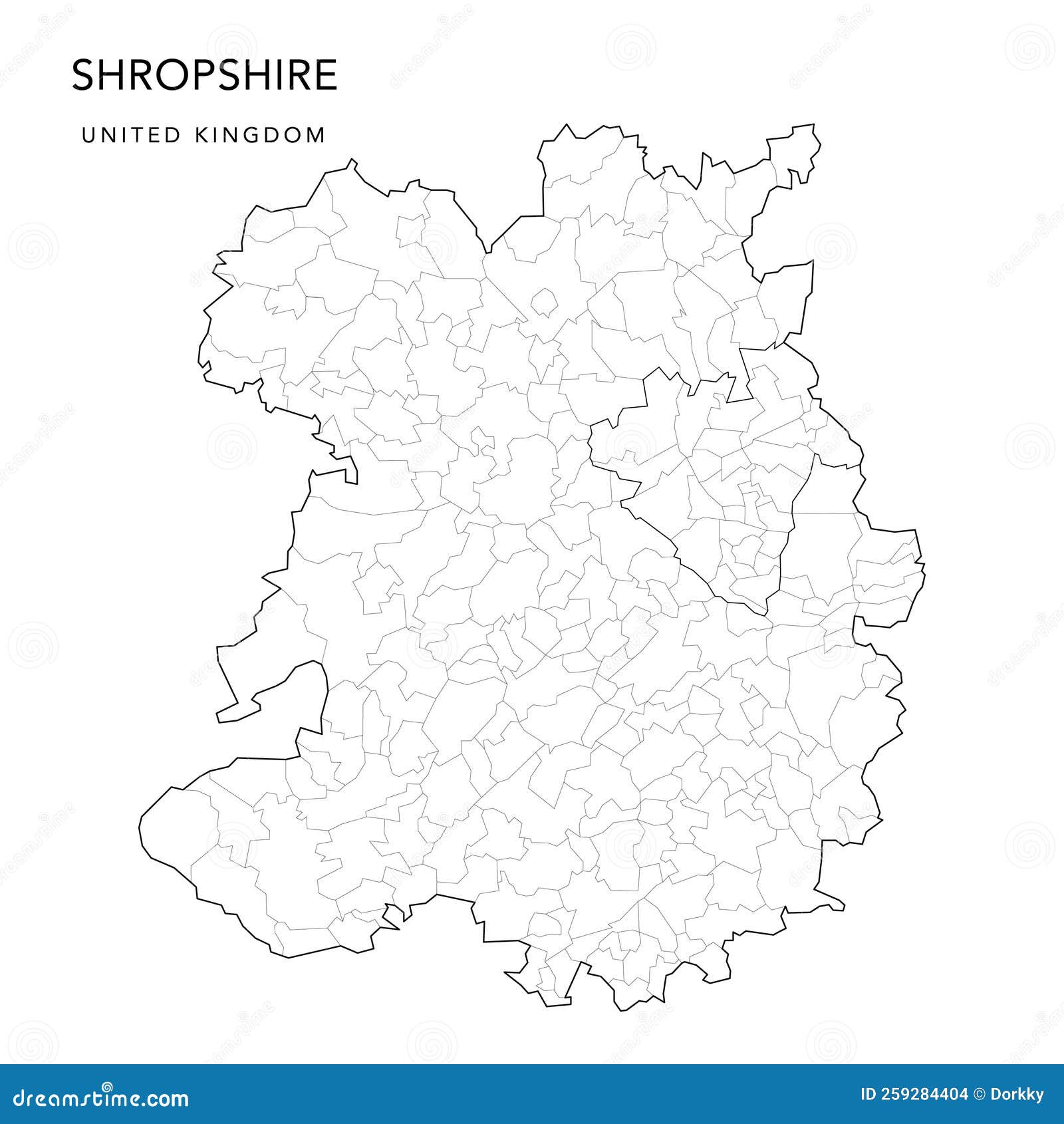 Administrative Map Of Shropshire As Of 2022 - Vector Illustration ...
