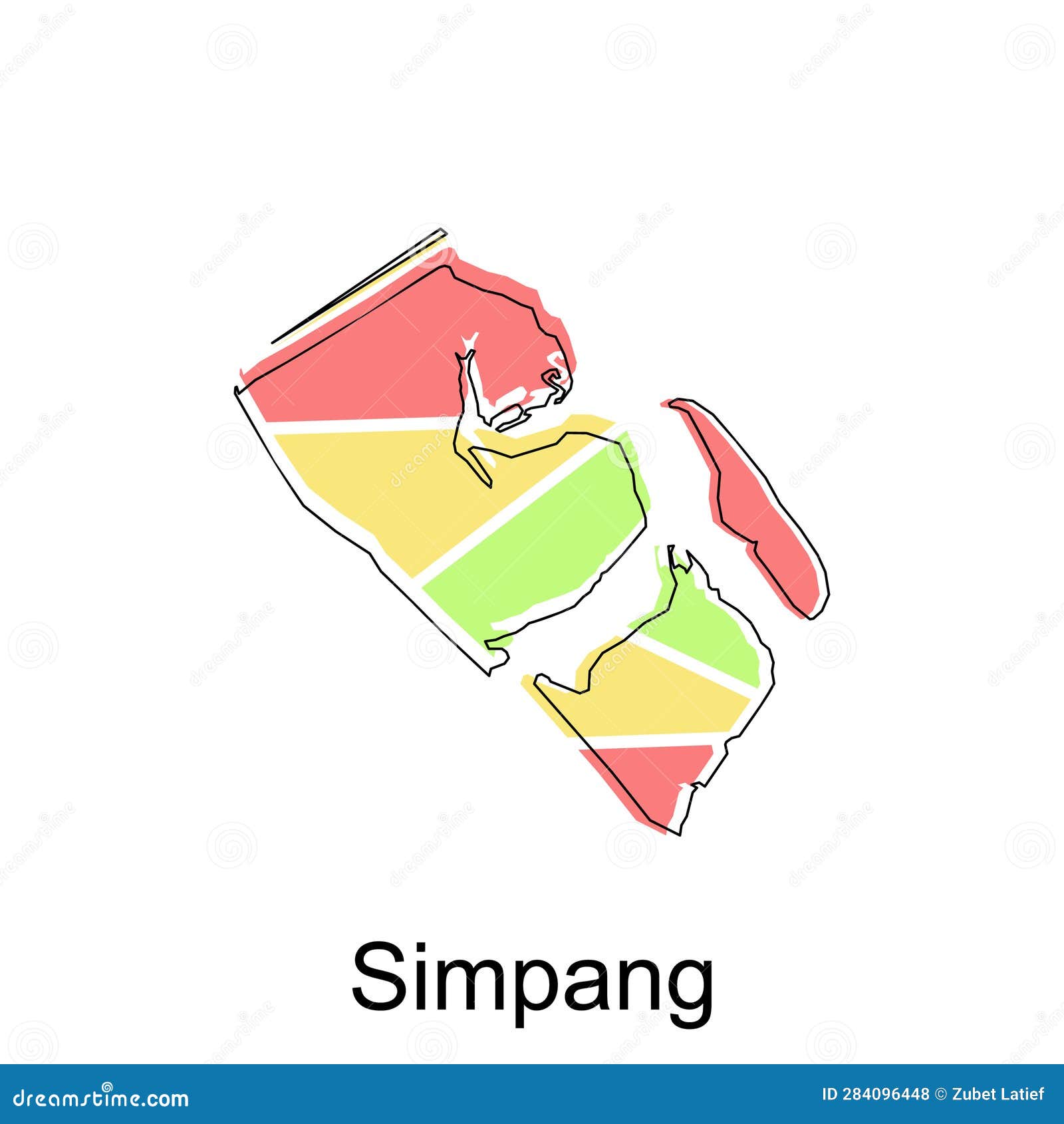 Vector Map Of Simpang Colorful Illustration Template Design On White ...