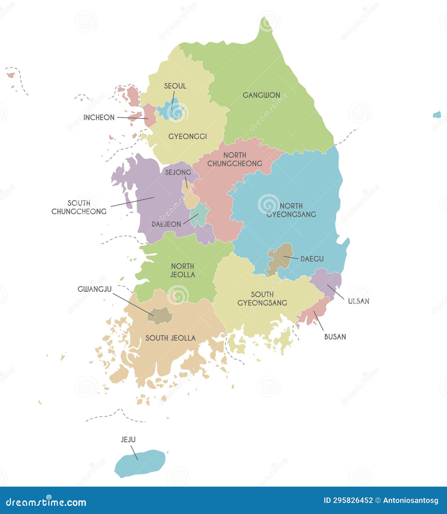 Vector Map of South Korea with Provinces, Metropolitan Cities and ...