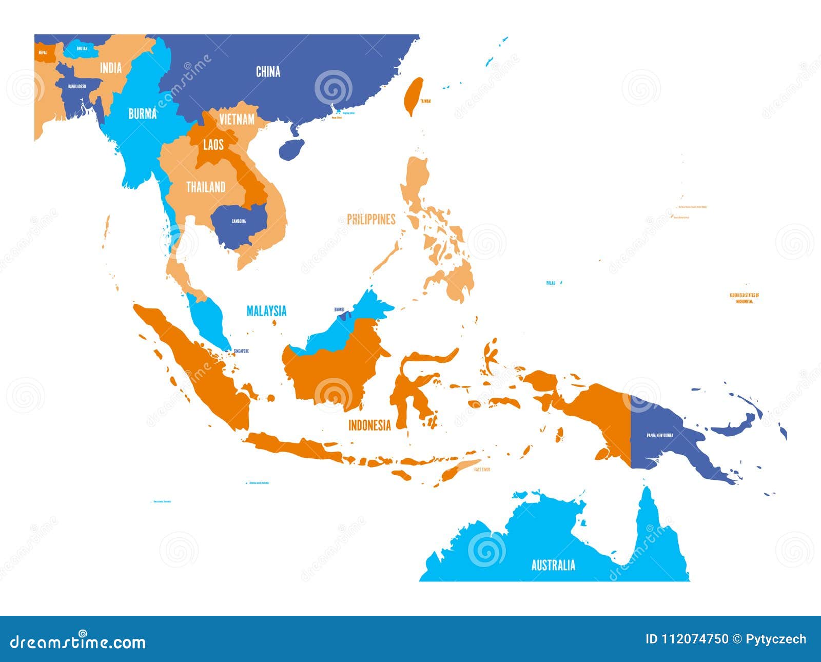 Vector Map of Southeast Asia Stock Vector - Illustration of geography ...