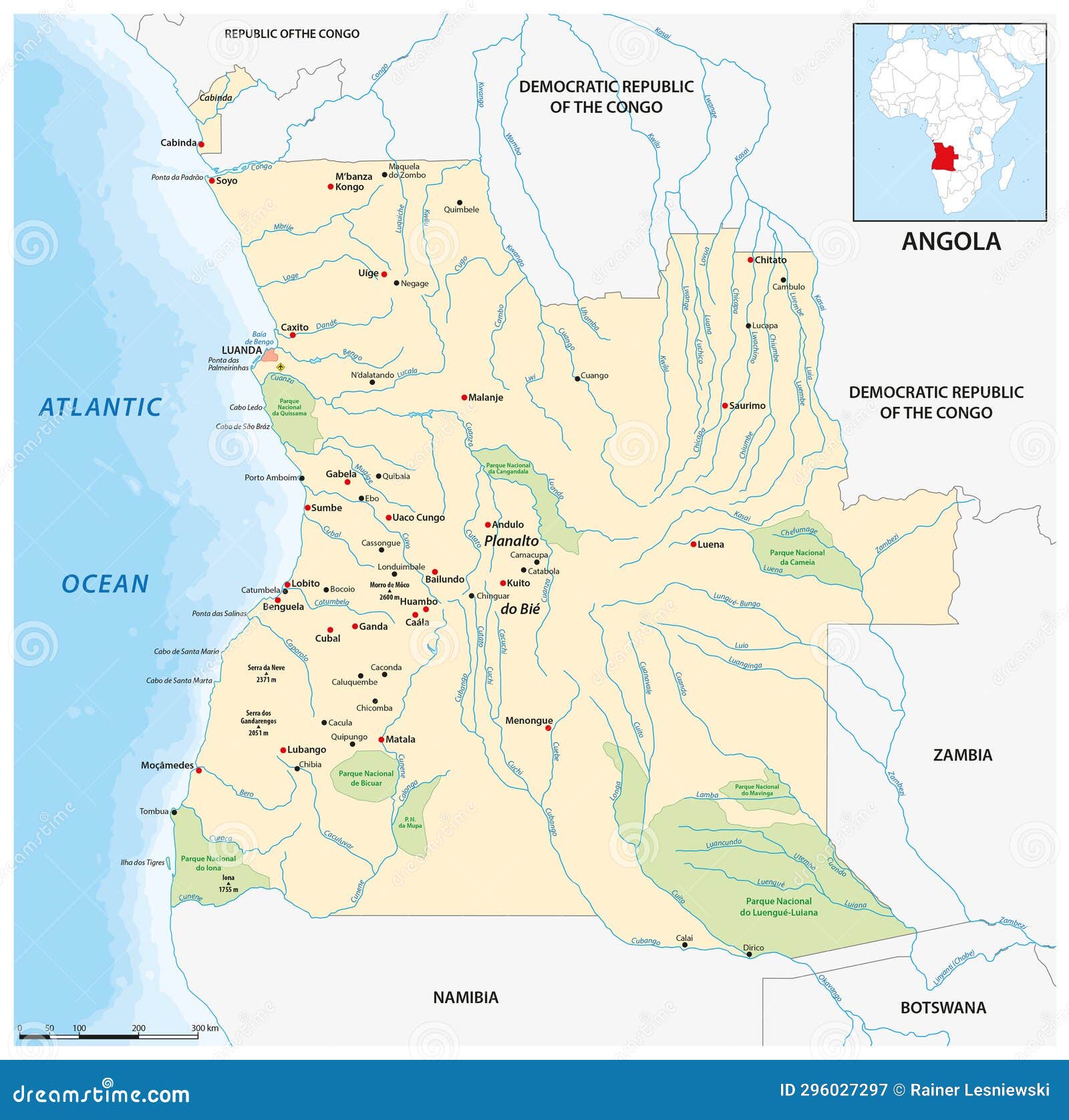 Vector Map Of Angola . High Detailed Country Map With Division, Cities ...
