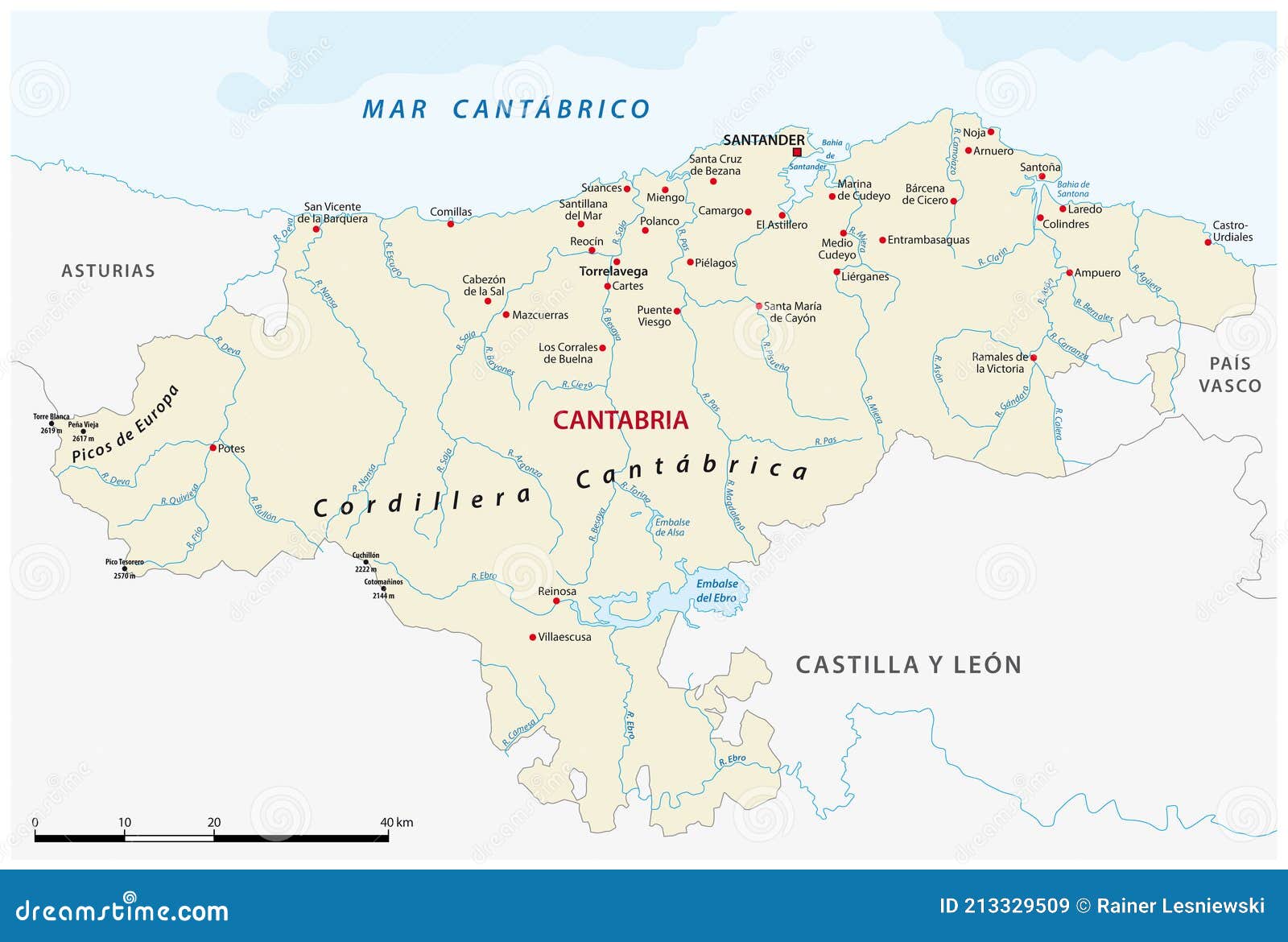 Vector Map of the Spanish Autonomous Communities of Cantabria Stock ...