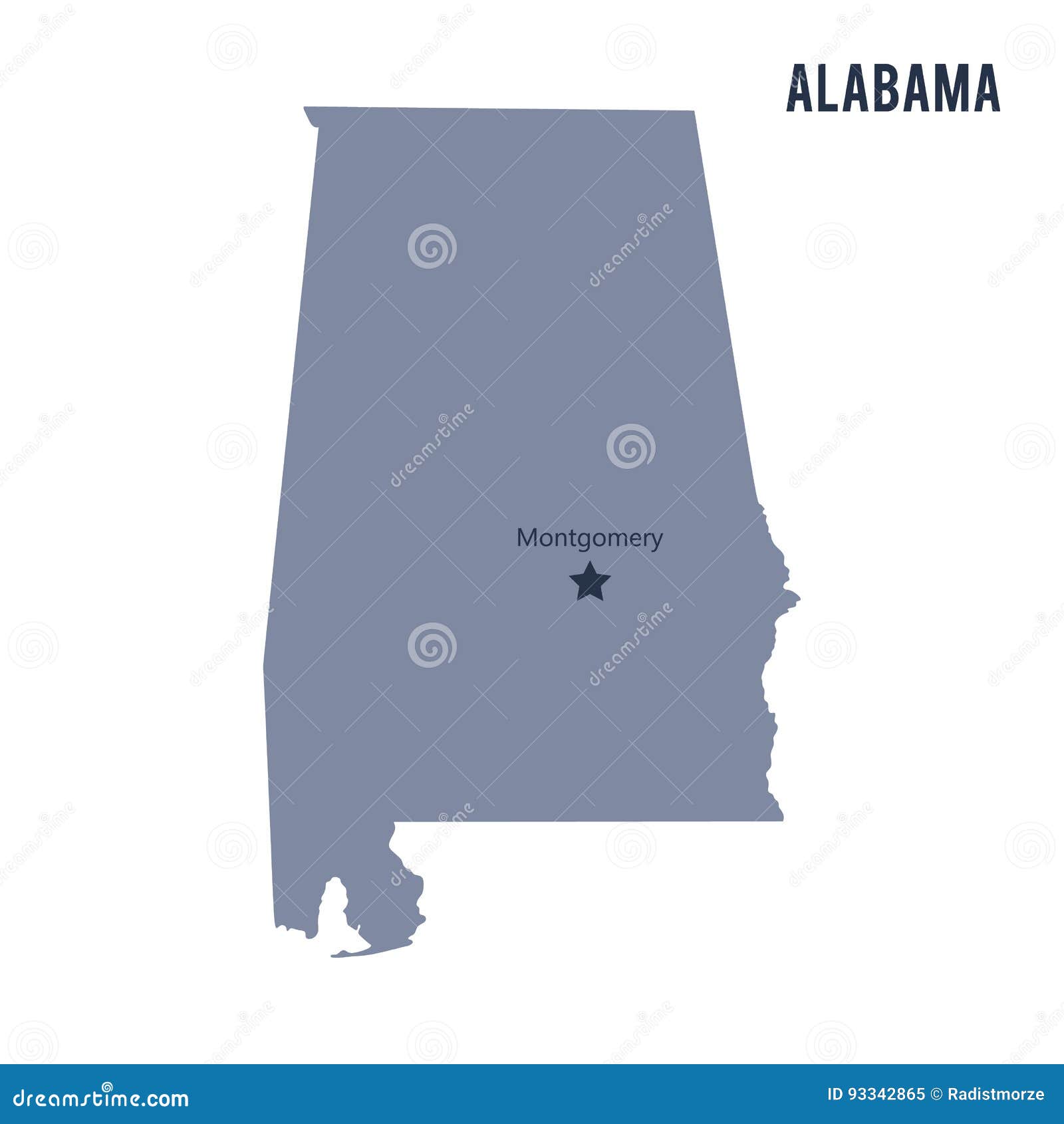 Vector Map State of Alabama Isolated on White Background. Stock ...