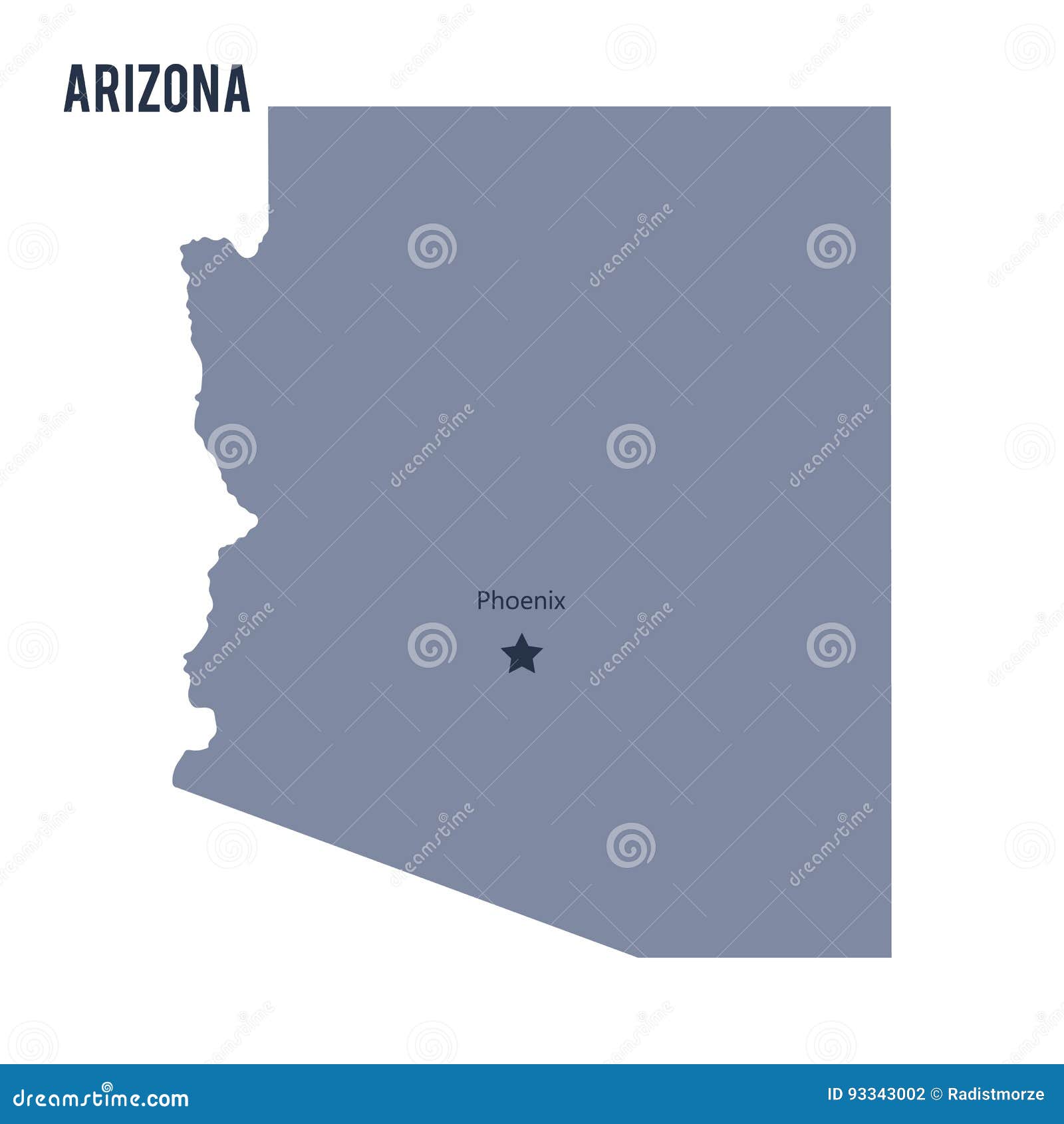 Vector Map State of Arizona Isolated on White Background. Stock ...
