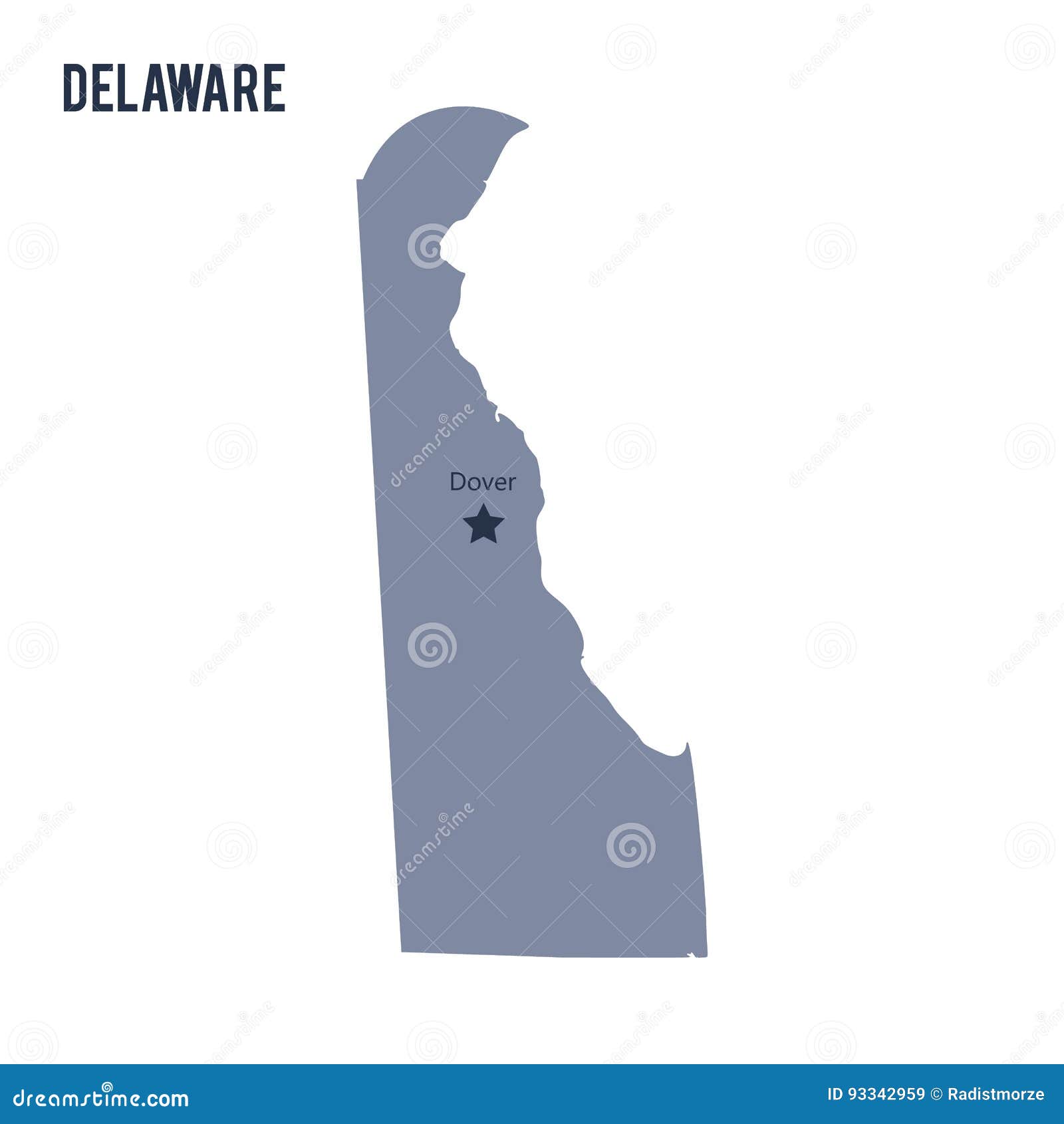 Vector Map State of Delaware Isolated on White Background. Stock ...