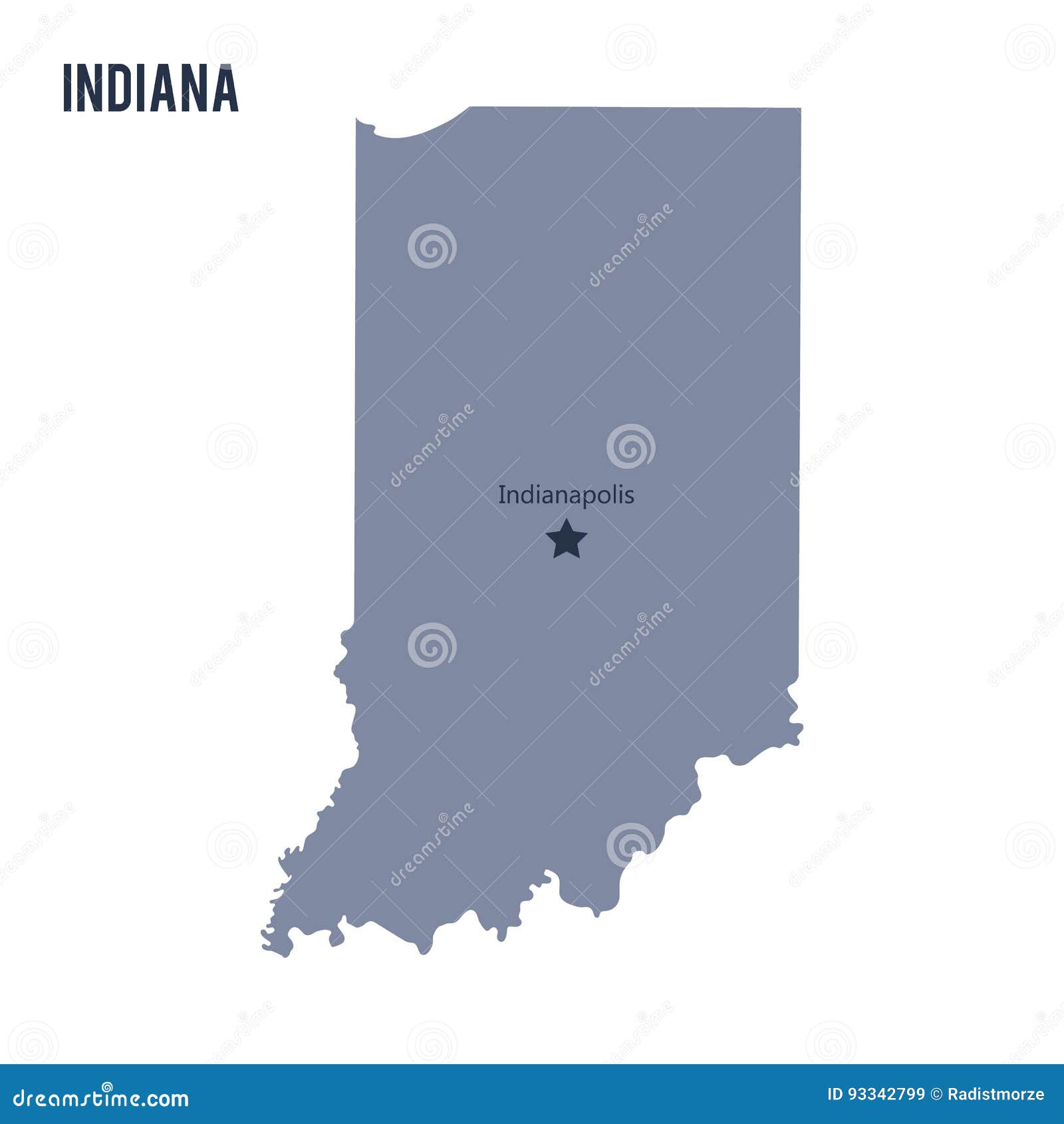 Vector Map State of Indiana Isolated on White Background. Stock ...