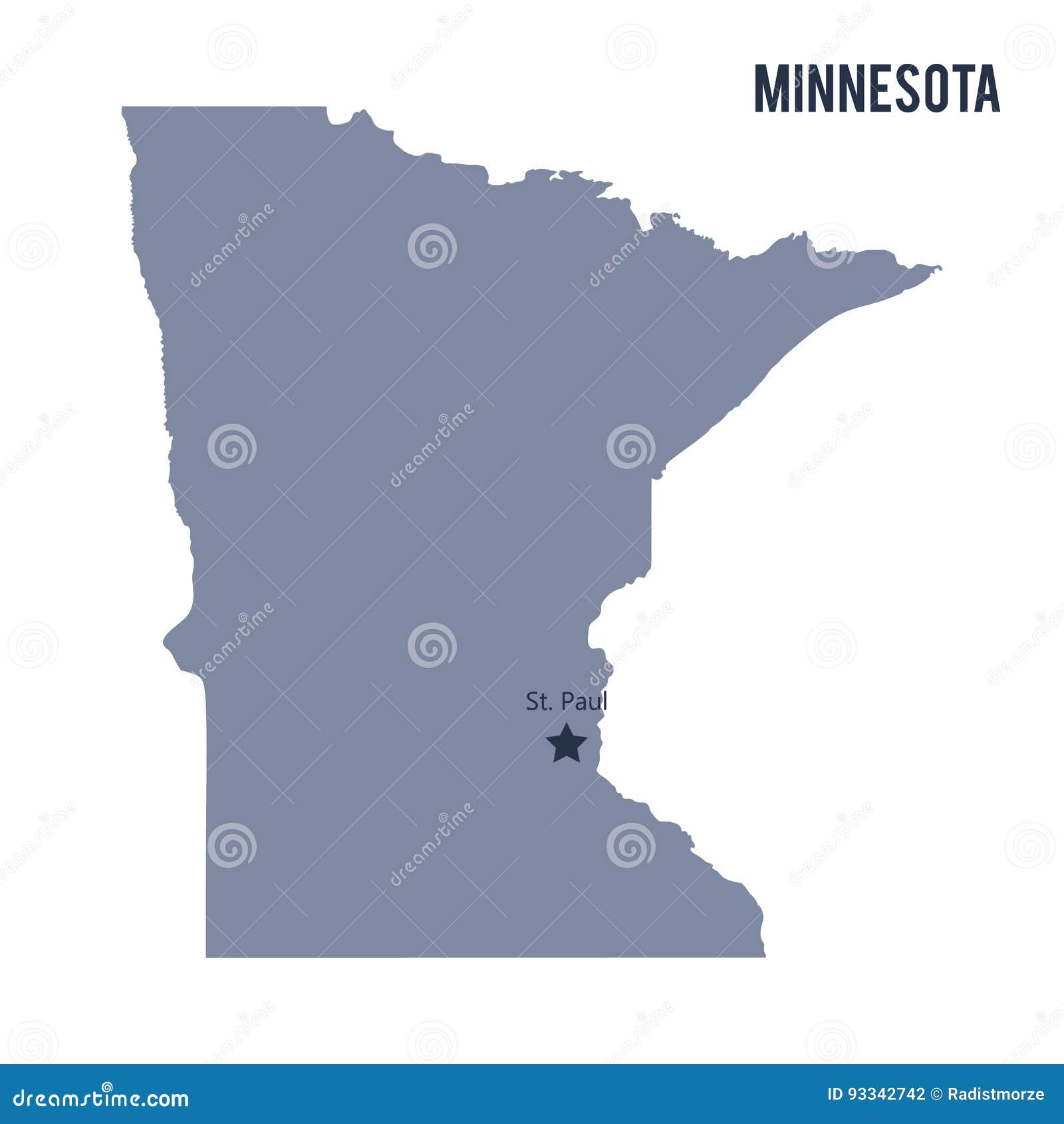 Vector Map State of Minnesota Isolated on White Background. Stock ...