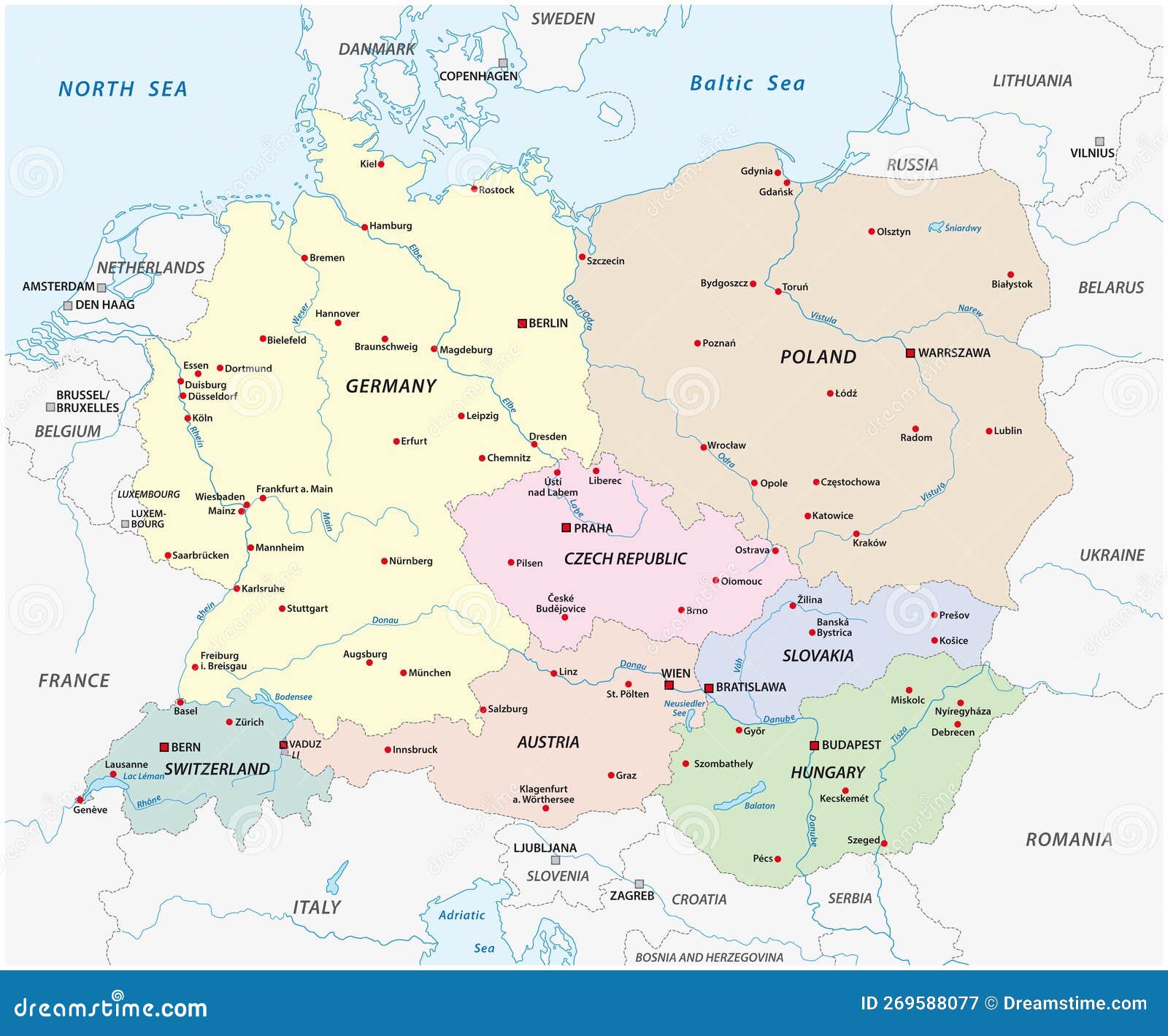 Vector Map of the States of Central Europe Stock Illustration ...