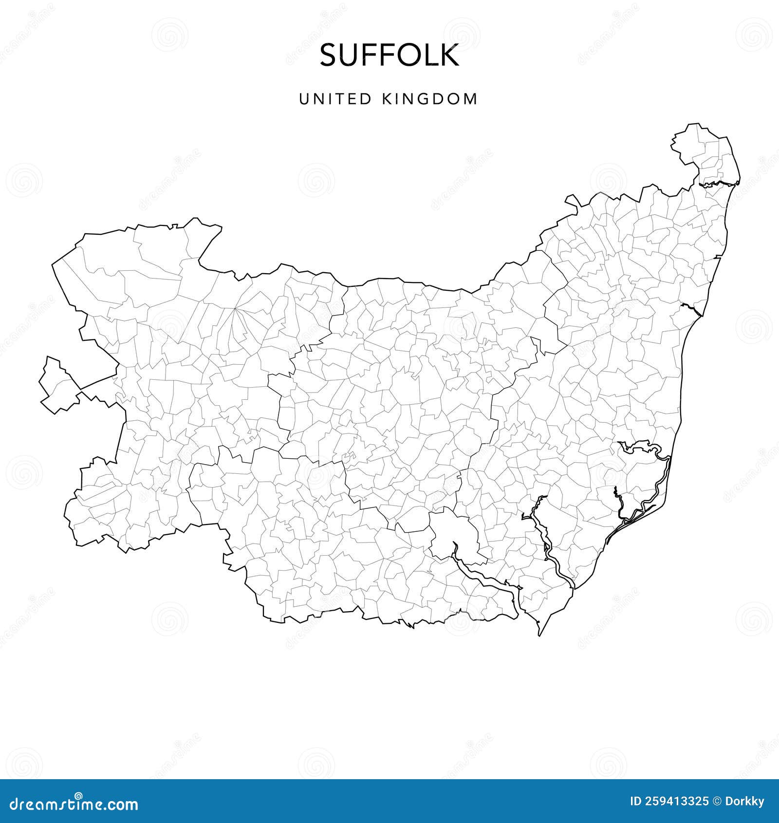 Administrative Map of Suffolk As of 2022 - Vector Illustration Stock ...