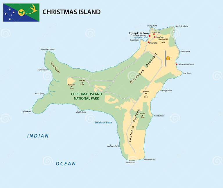 Vector Map of the Territory of Christmas Island with Flag Stock Vector ...