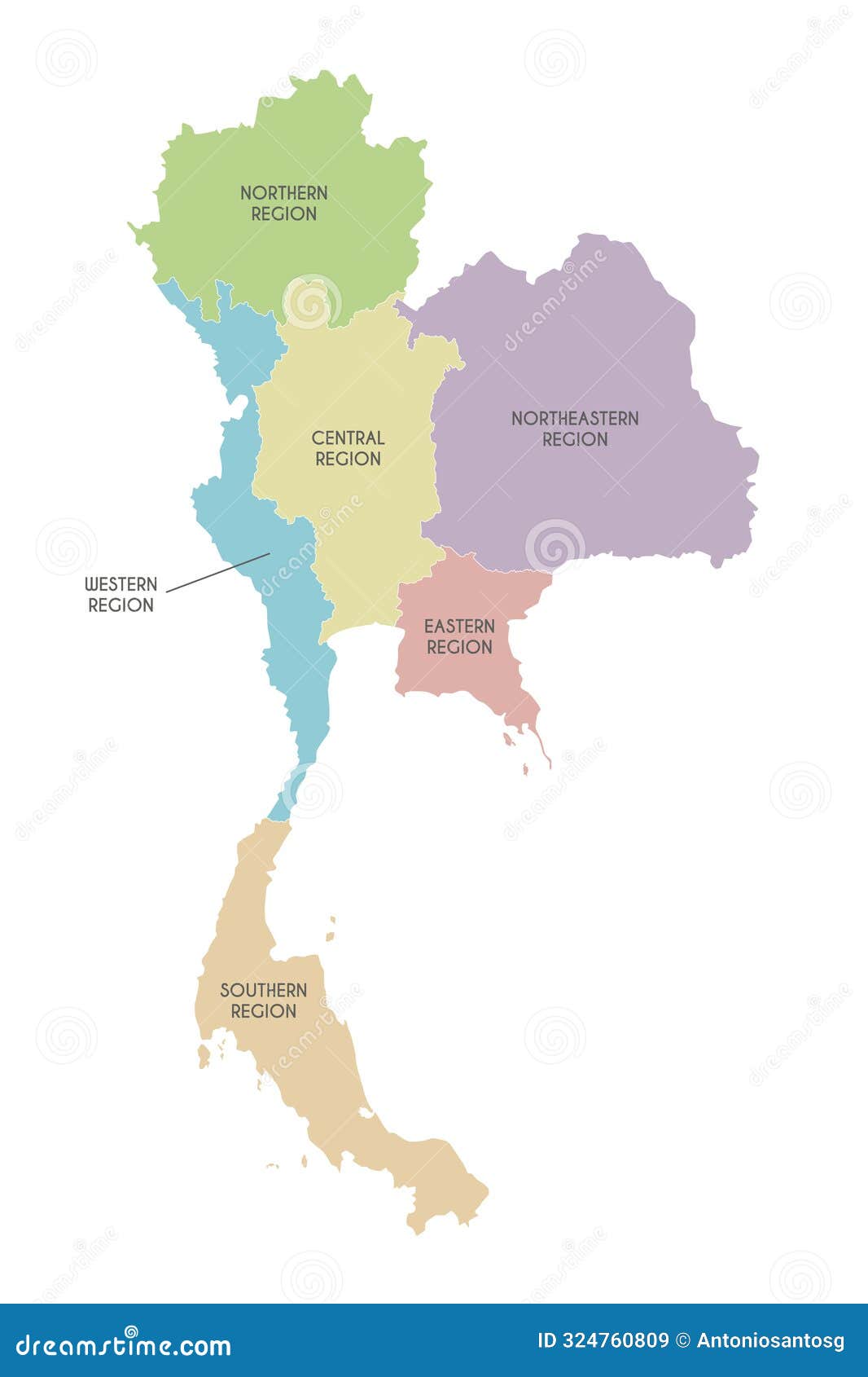 Vector Map of Thailand with Regions or Territories and Administrative ...