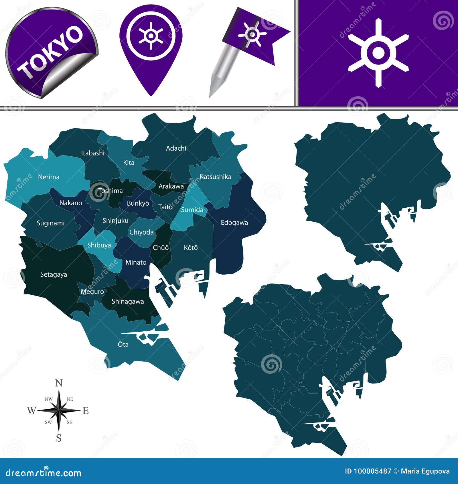 Map Of Tokyo With Special Wards Cartoon Vector | CartoonDealer.com ...