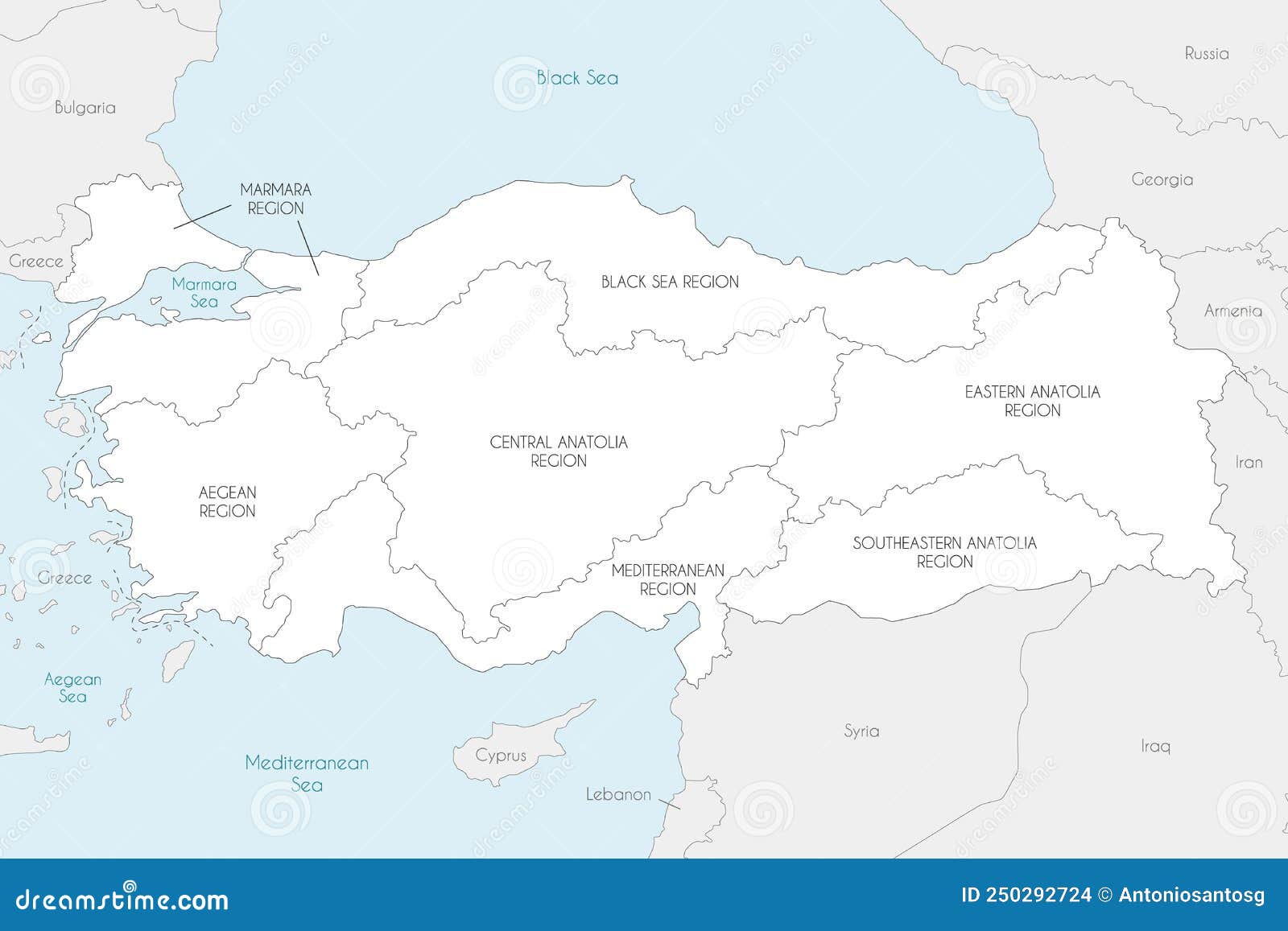 Vector Map of Turkey with Regions and Geographical Divisions, and ...