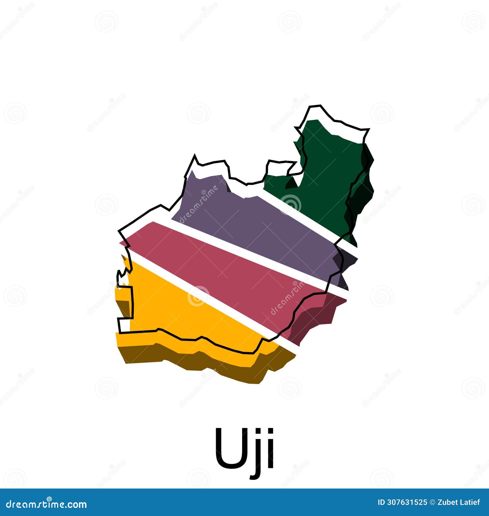 Vector Map of Uji City Colorful Illustration Template Design on White ...