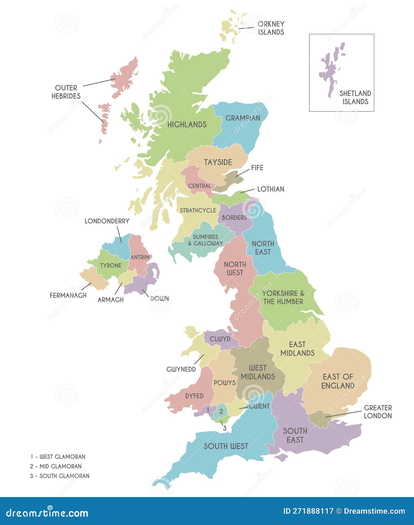 Vector Map Of UK With Administrative Divisions. Editable And Clearly ...