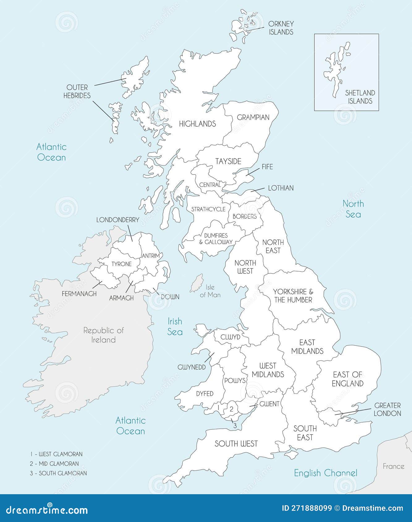 Vector Map Of UK With Administrative Divisions, And Neighbouring ...
