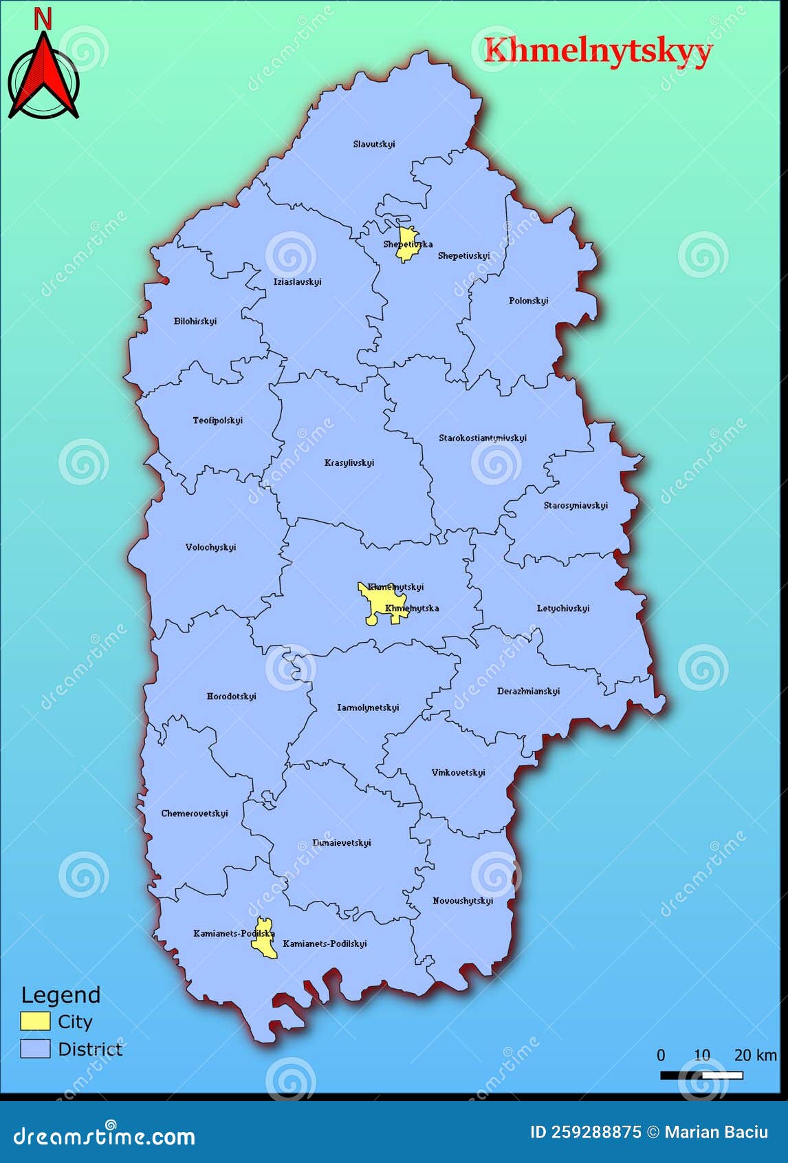 Vector Map Of The Ukraine Administrative Divisions Of Khmelnytskyy ...