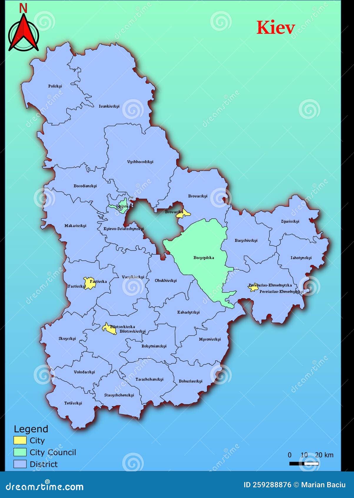Vector Map of the Ukraine Administrative Divisions of Kiev Region with ... Vector Map of the Ukraine Administrative Divisions of Kiev Region with ...