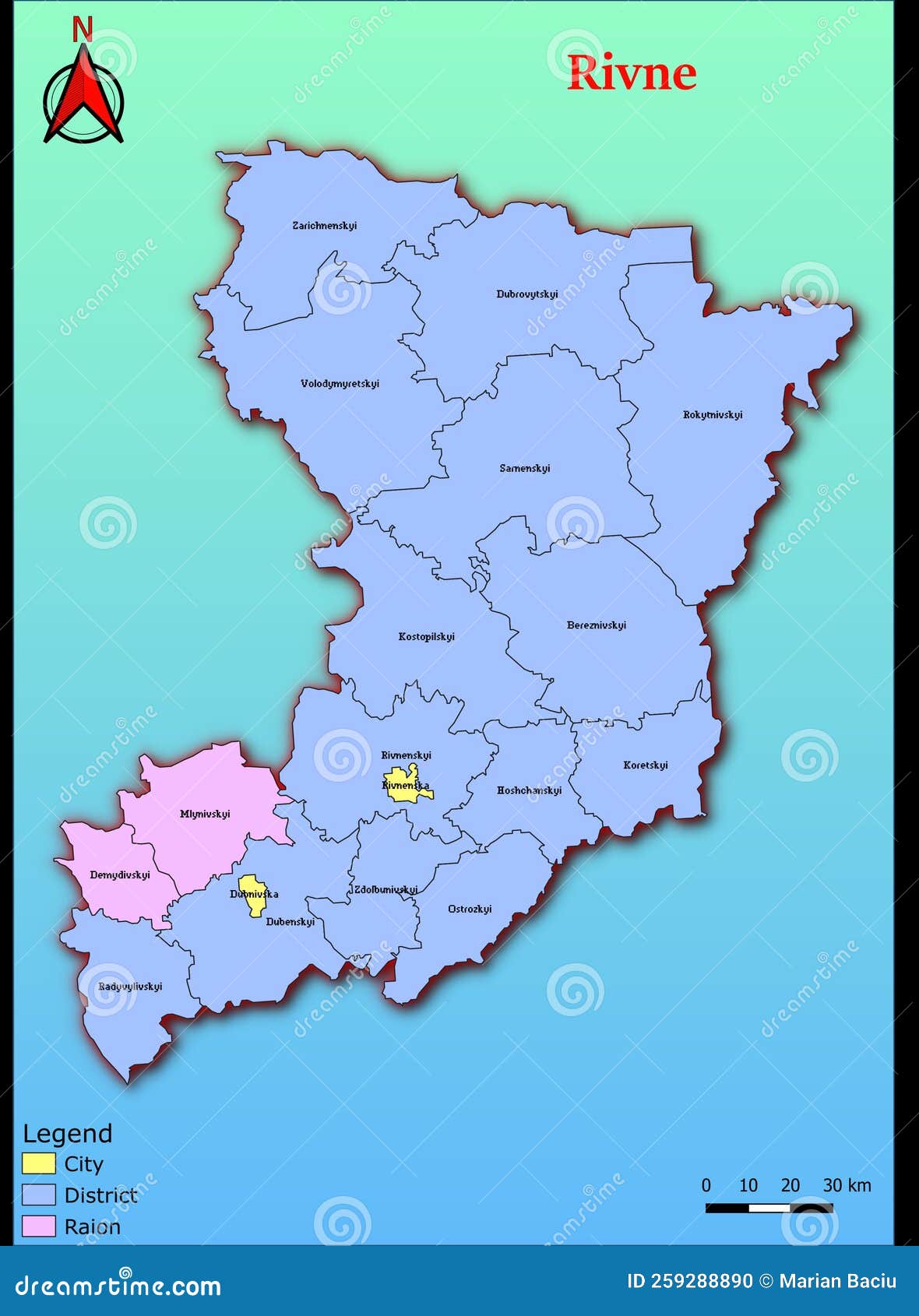 Vector Map of the Ukraine Administrative Divisions of Rivne Region with ... Vector Map of the Ukraine Administrative Divisions of Rivne Region with ...