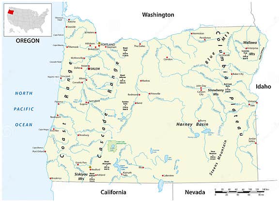 Vector Map of the US State of Oregon Stock Illustration - Illustration ...