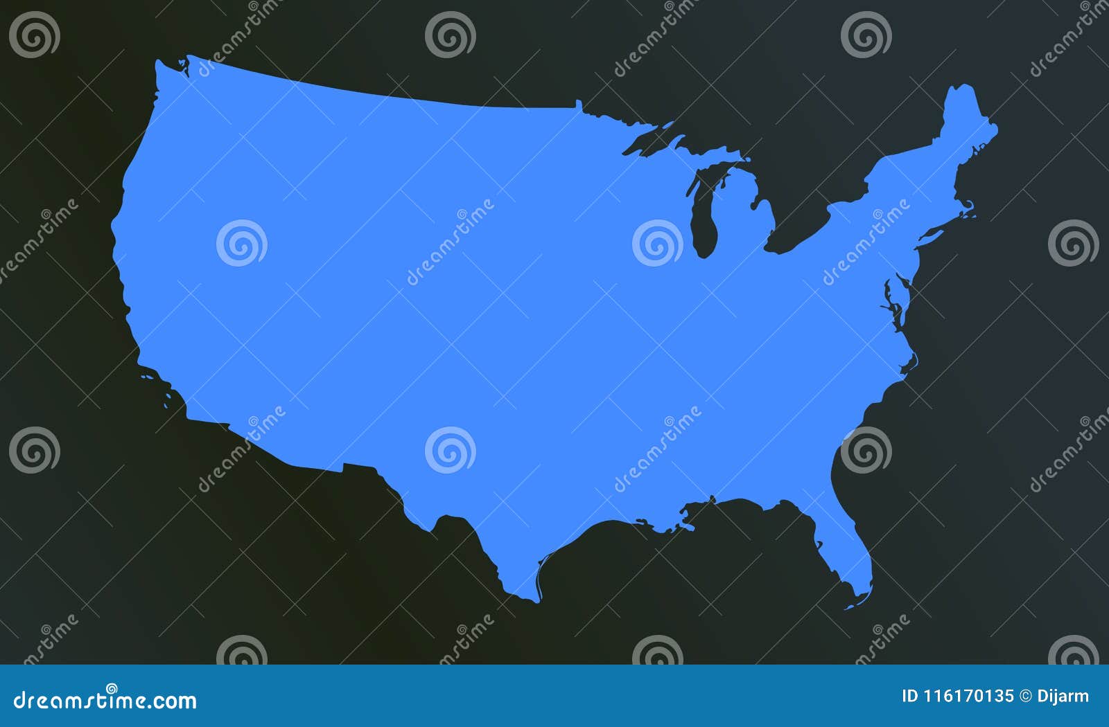 Vector Map of Usa in a Modern Style Stock Illustration - Illustration ...