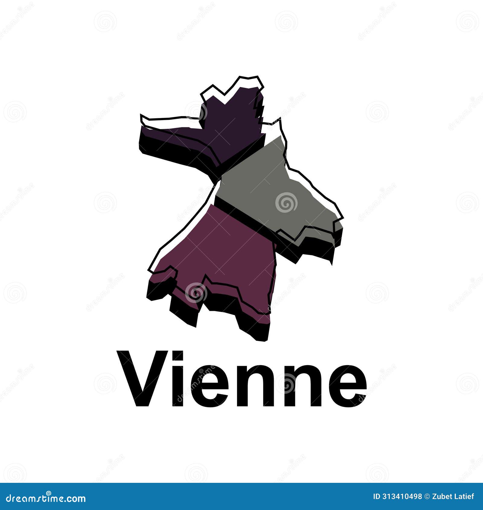 Vector Map of Vienne Colorful Design, Illustration Design Template on ...