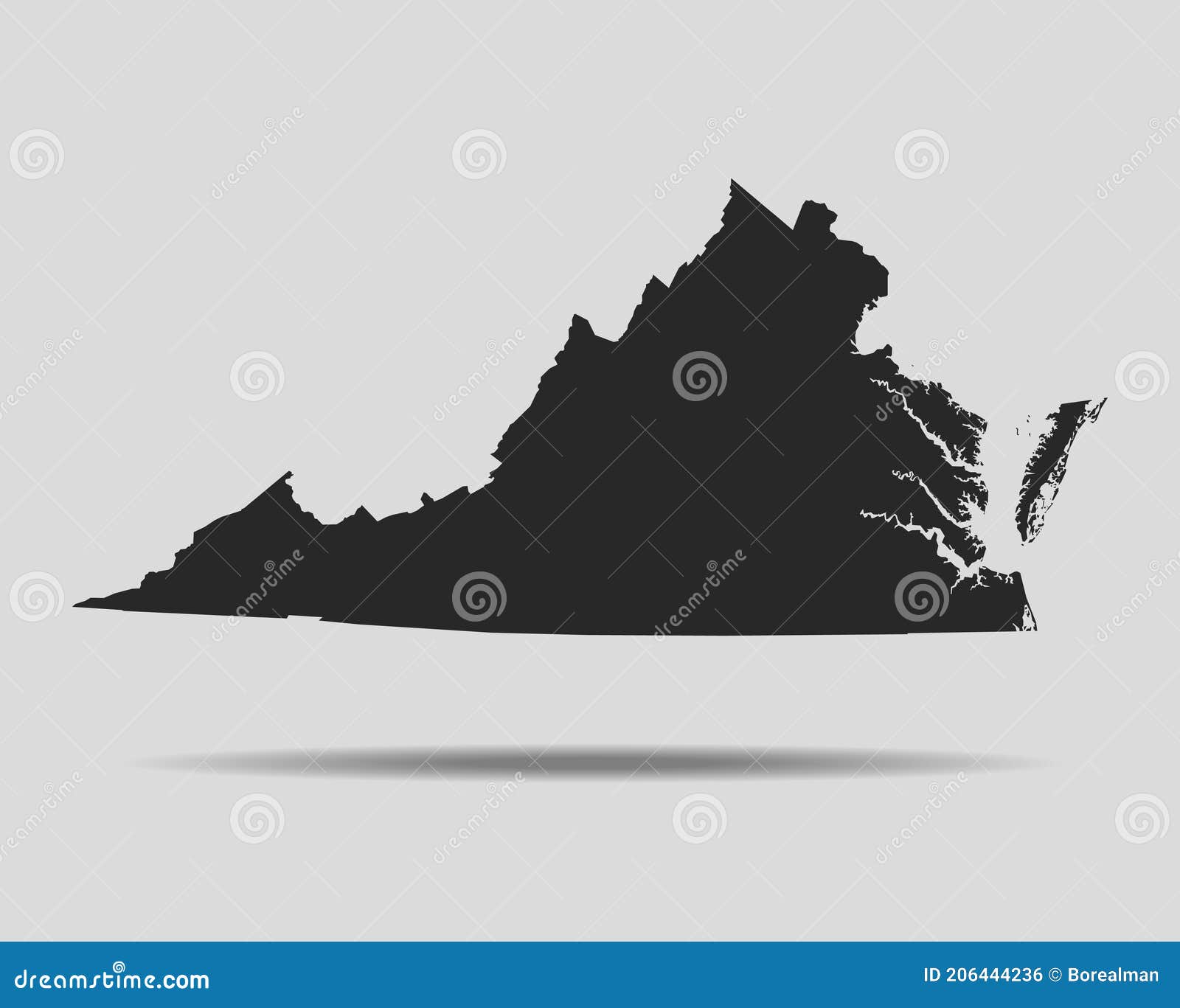 Map of the Virginia stock vector. Illustration of north - 206444236