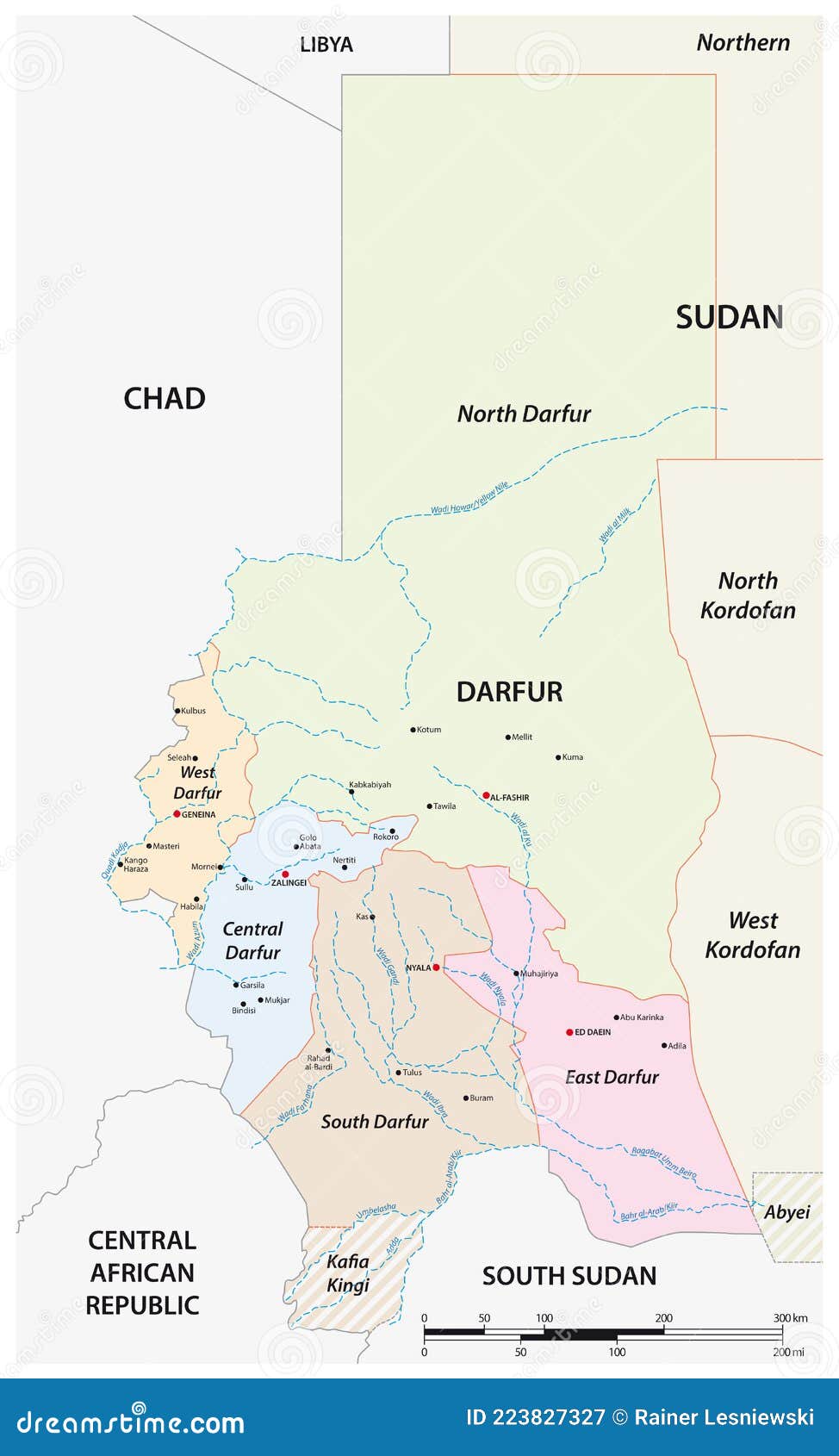 Vector Map of Western Sudanese Region of Darfur Stock Vector ...