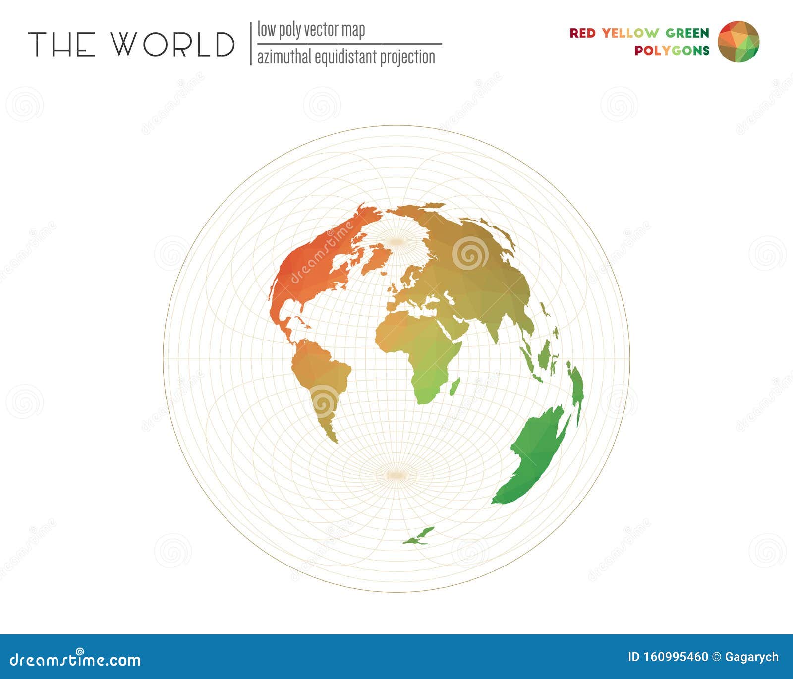World Map. Azimuthal Equidistant Projection. Vector Illustration ...
