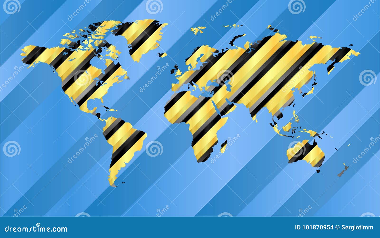 Vector Map of the World from Diagonal Yellow and Black Stripes O Stock ...