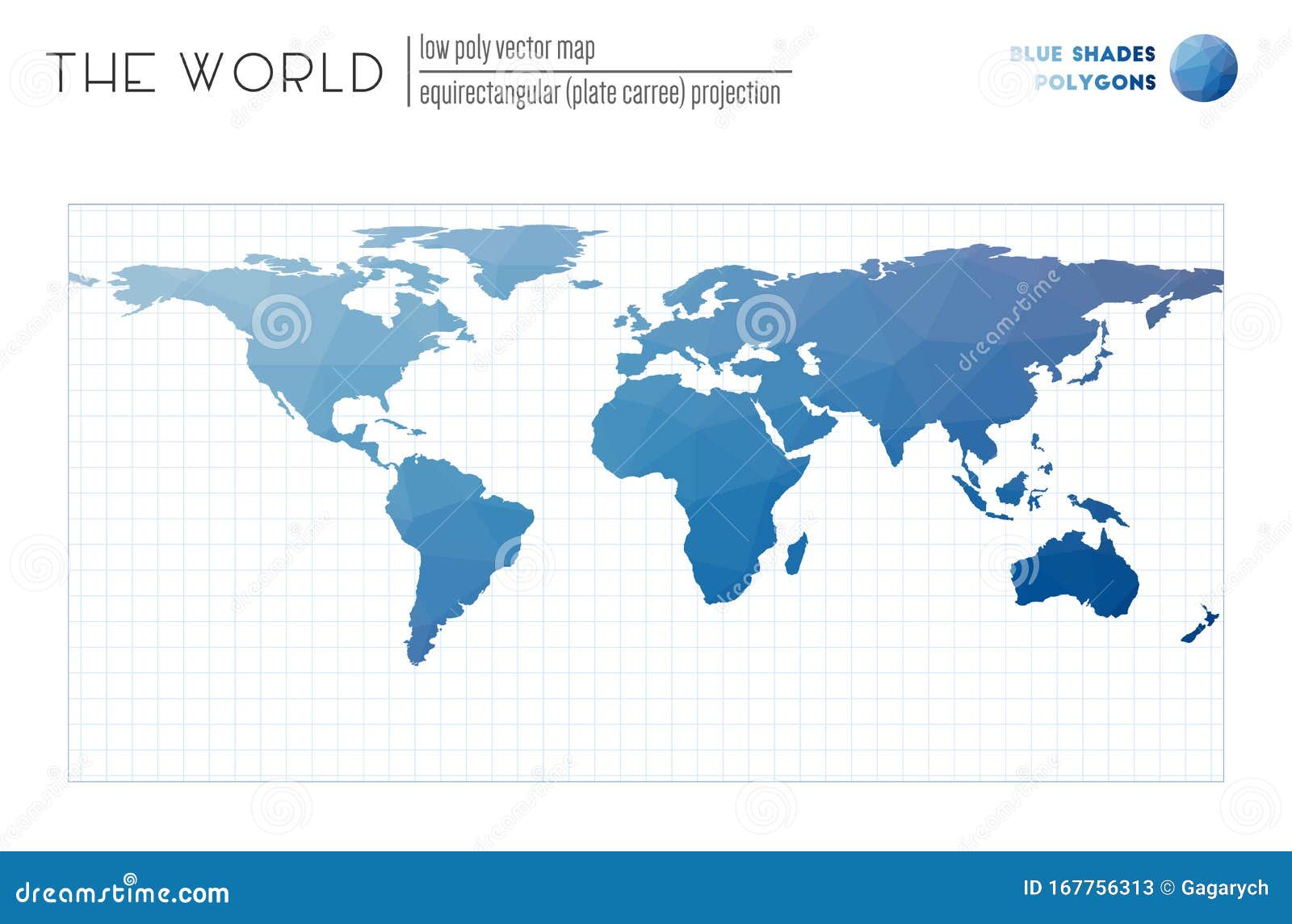 World Map. Equirectangular Plate Carree. Vector Illustration ...