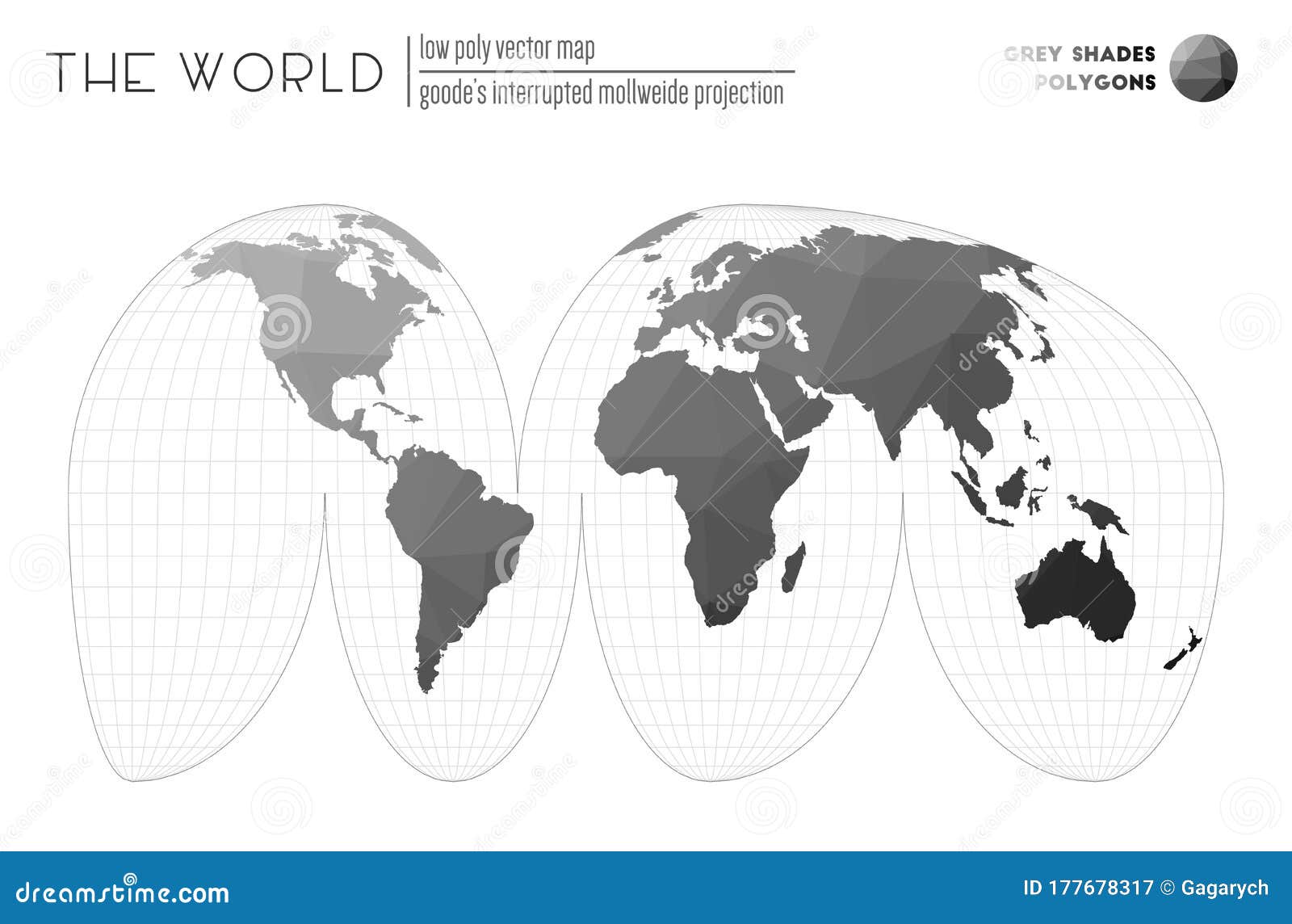 World Map. Goode`s Interrupted Mollweide. Cartoon Vector ...