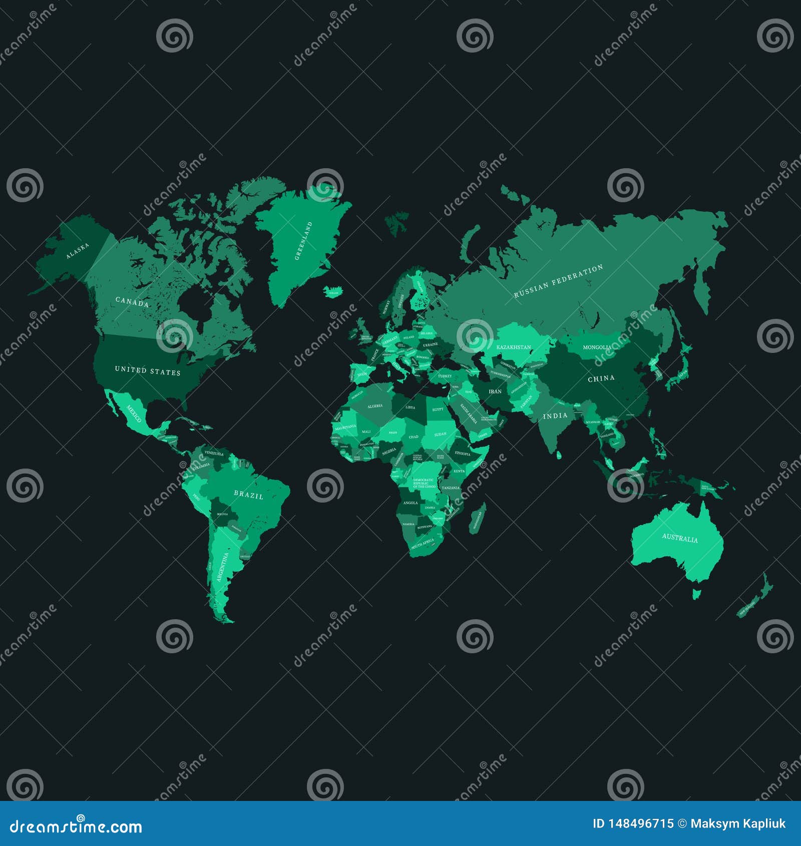World Map Vector Illustration. Quality Simplified Map Stock Vector ...