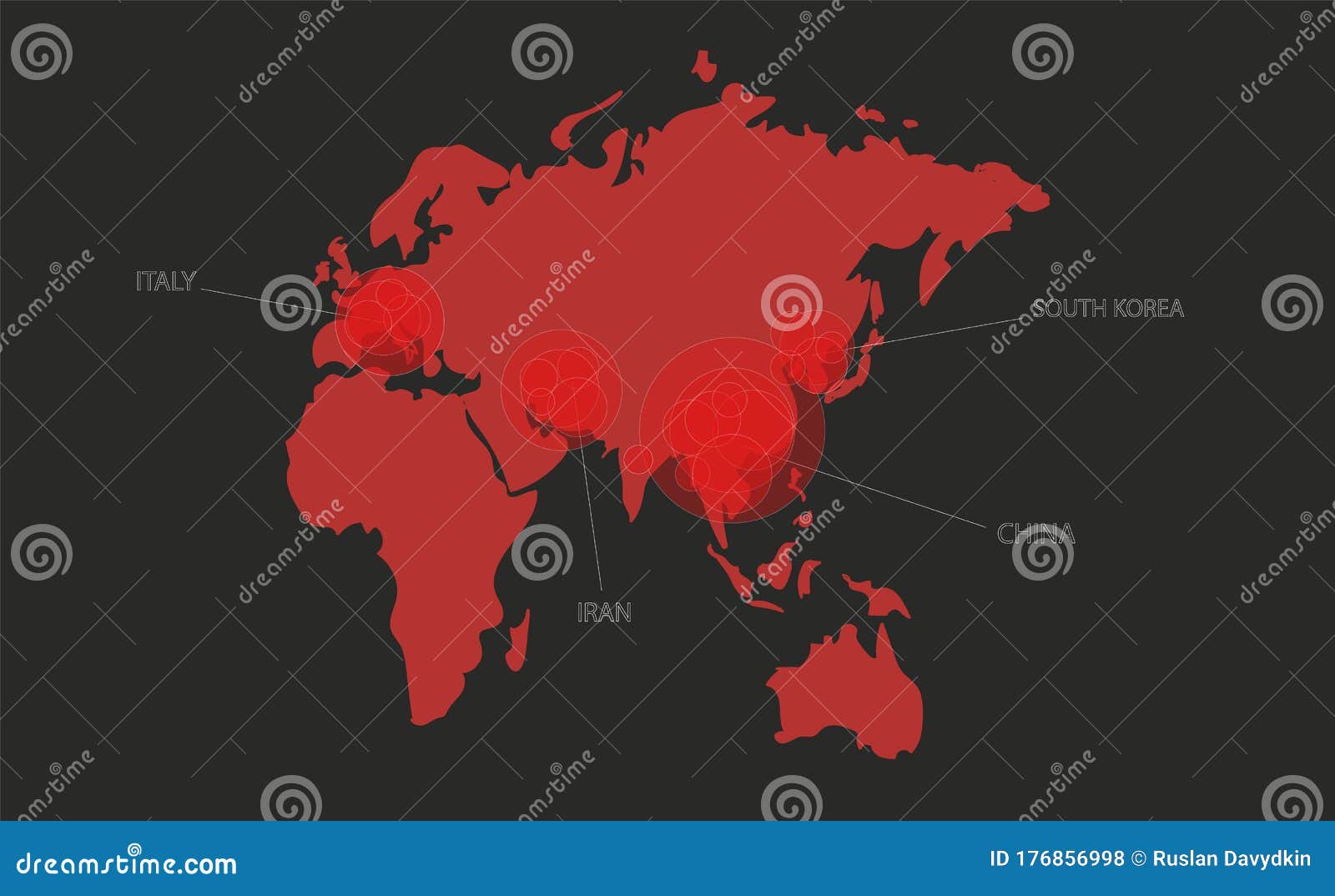 Vector Map of the World with the Main Areas of Coronavirus Infection ...