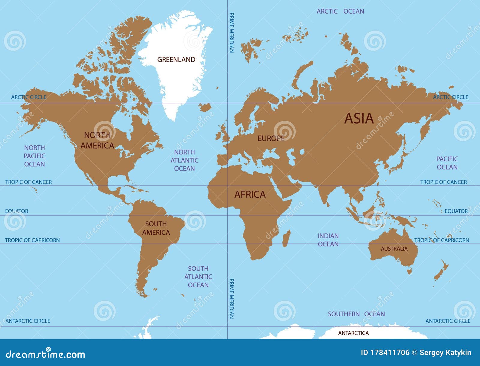 Flat Globe Map Continents