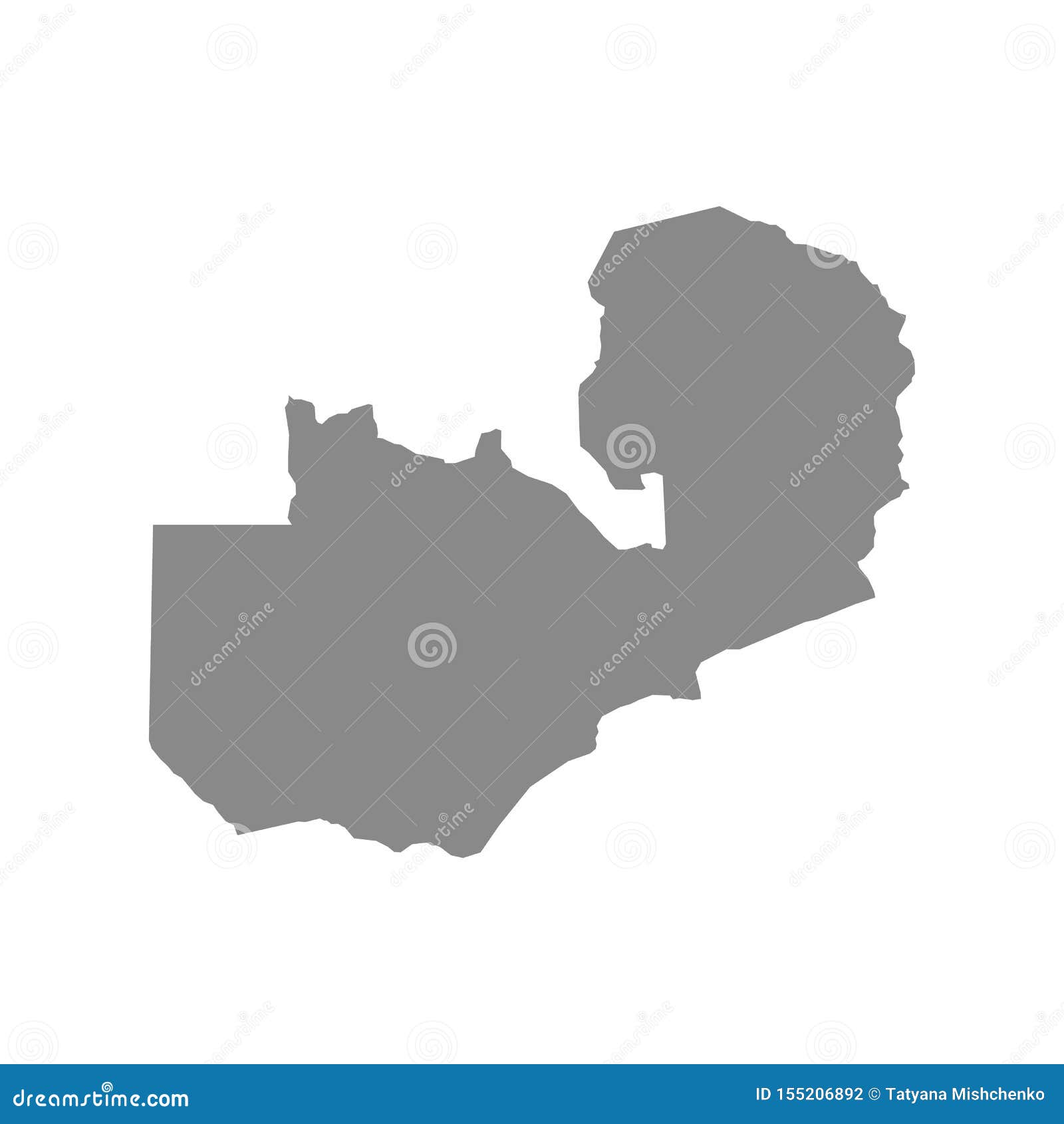 High Detailed Gray Vector Map â€“ Zambia Stock Illustration ...