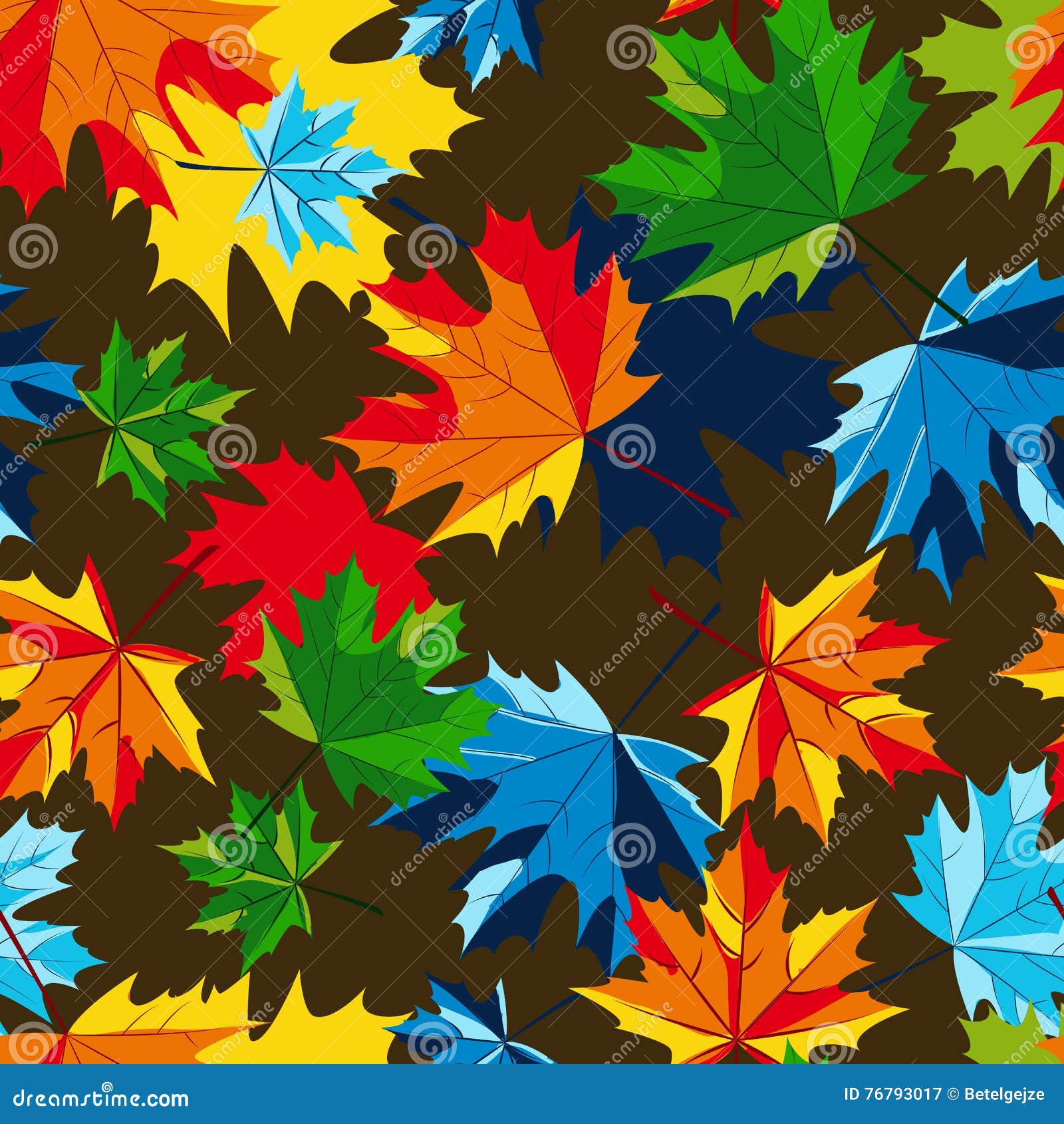 Vector Maple Autumn Leaves Seamless Pattern. Multicolor Fall Background ...