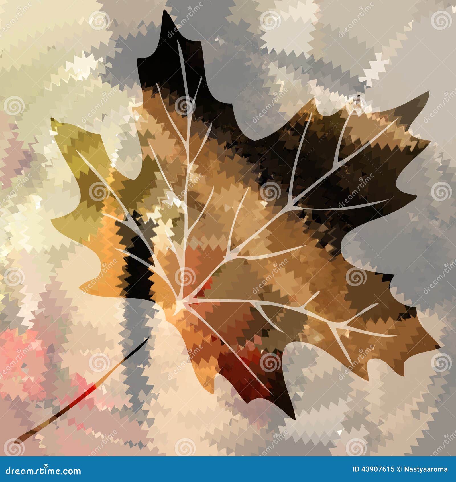 Vector Maple Leaf With Red Triangles Texture. Tree Leave Silhouette On ...