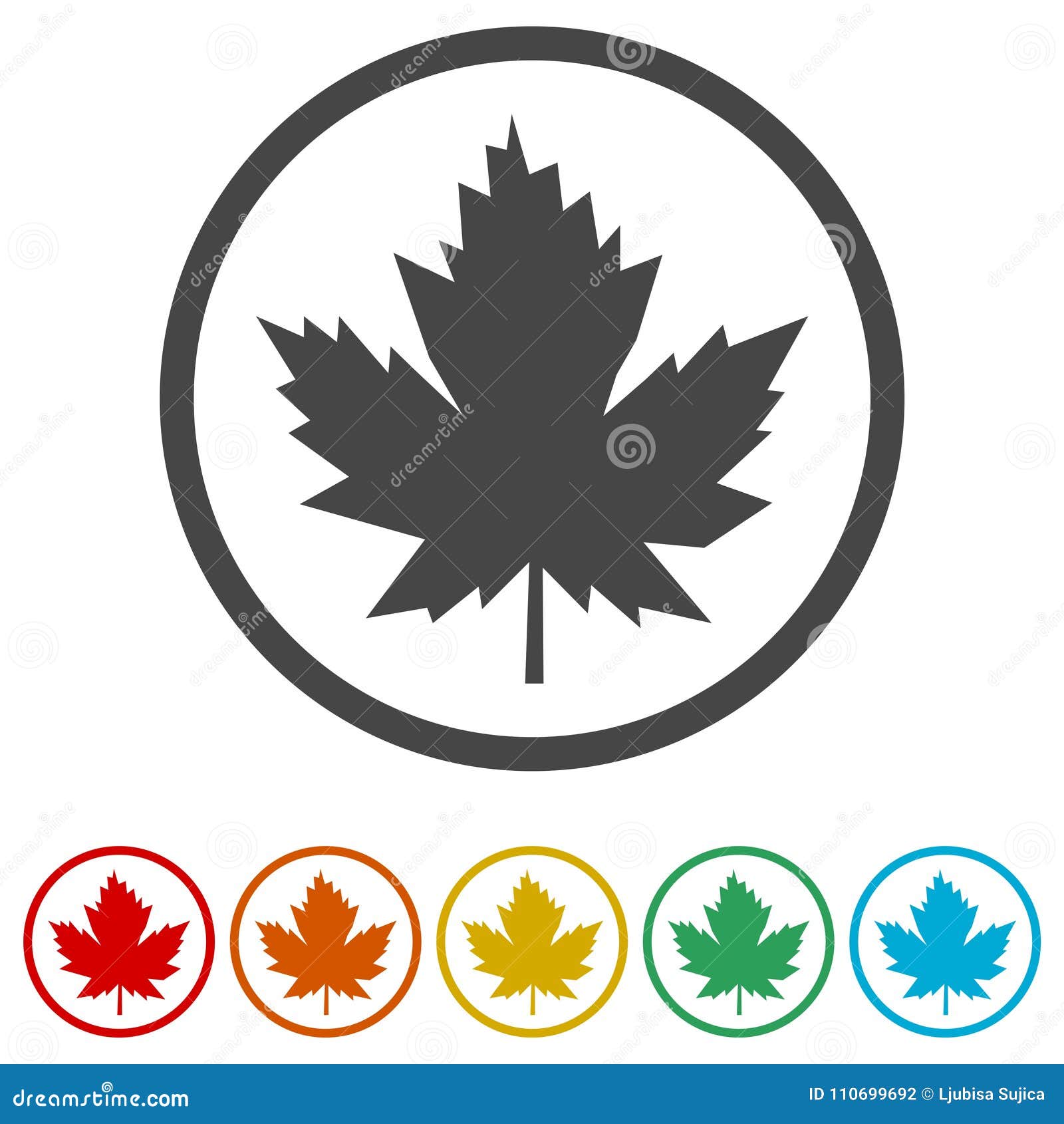 Vector Maple Leaf Icon, 6 Colors Included Stock Vector - Illustration ...