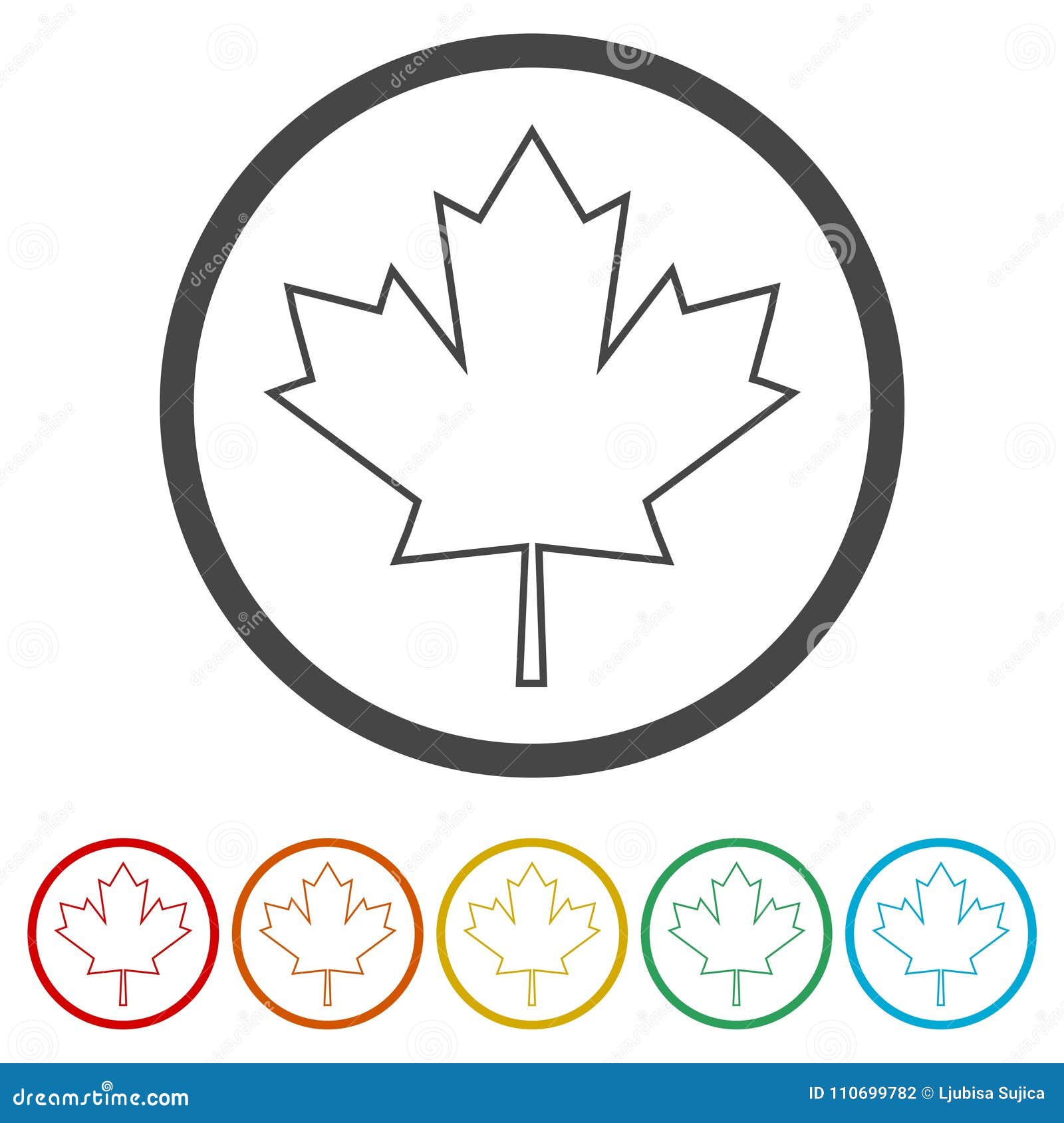 Vector Maple Leaf Icon, 6 Colors Included Stock Vector - Illustration ...