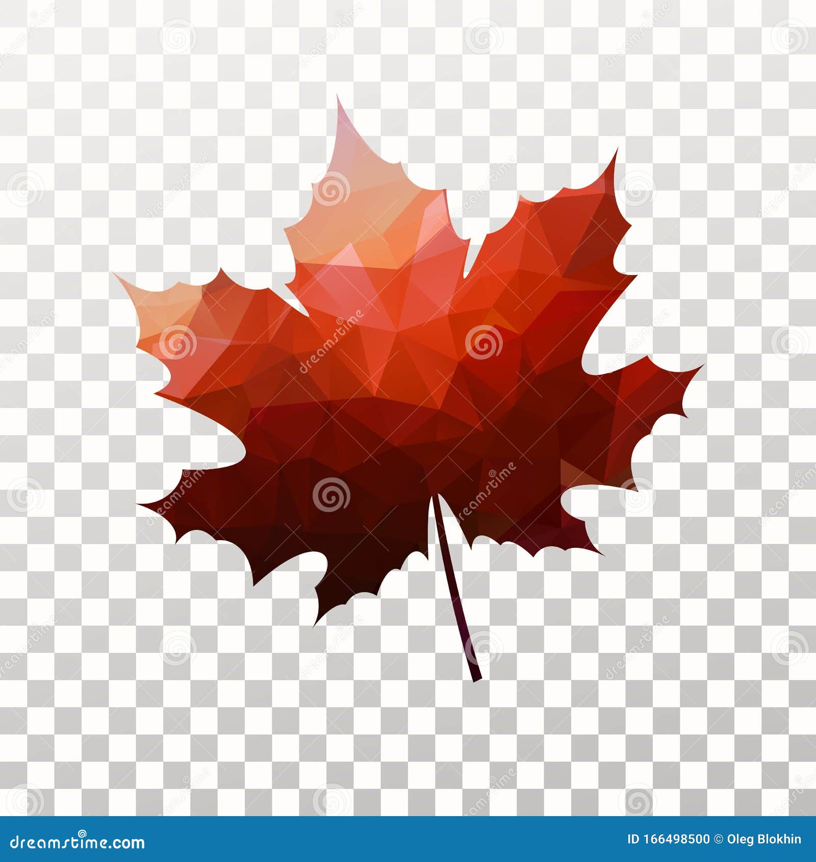 Vector Maple Leaf With Red Triangles Texture. Tree Leave Silhouette On ...