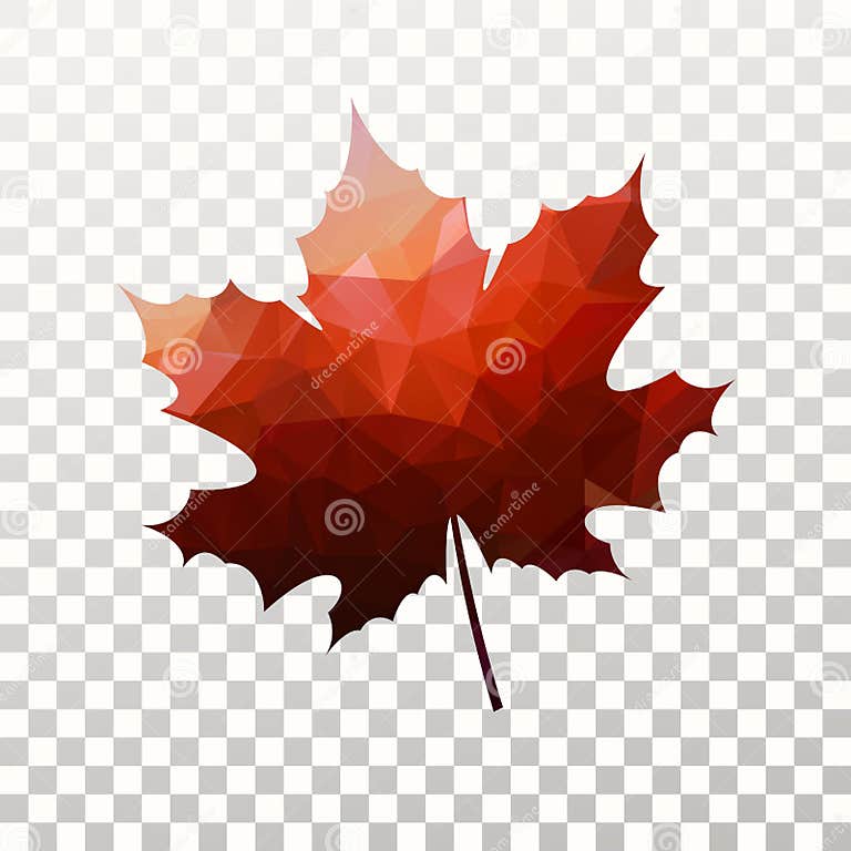 Vector Maple Leaf with Red Triangles Texture. Tree Leave Silhouette on ...