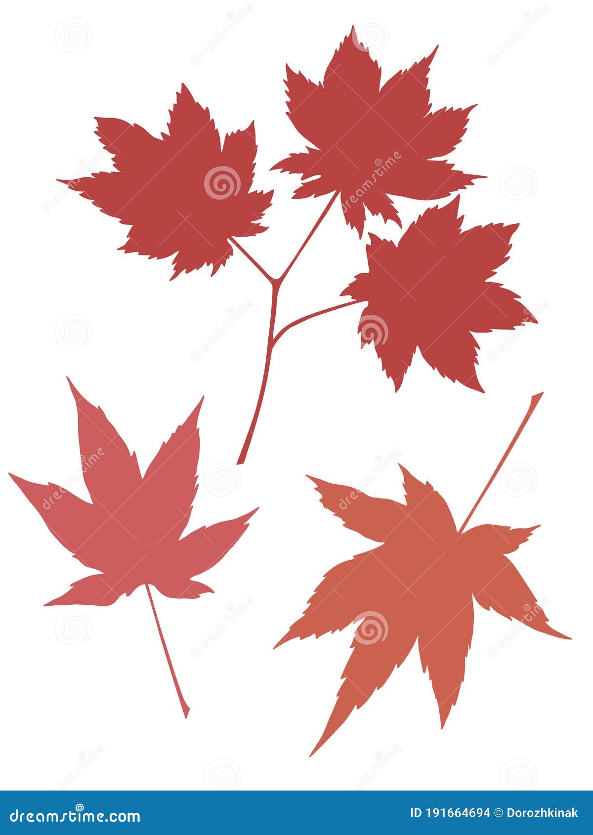 Vector Maple Leaf With Red Triangles Texture. Tree Leave Silhouette On ...