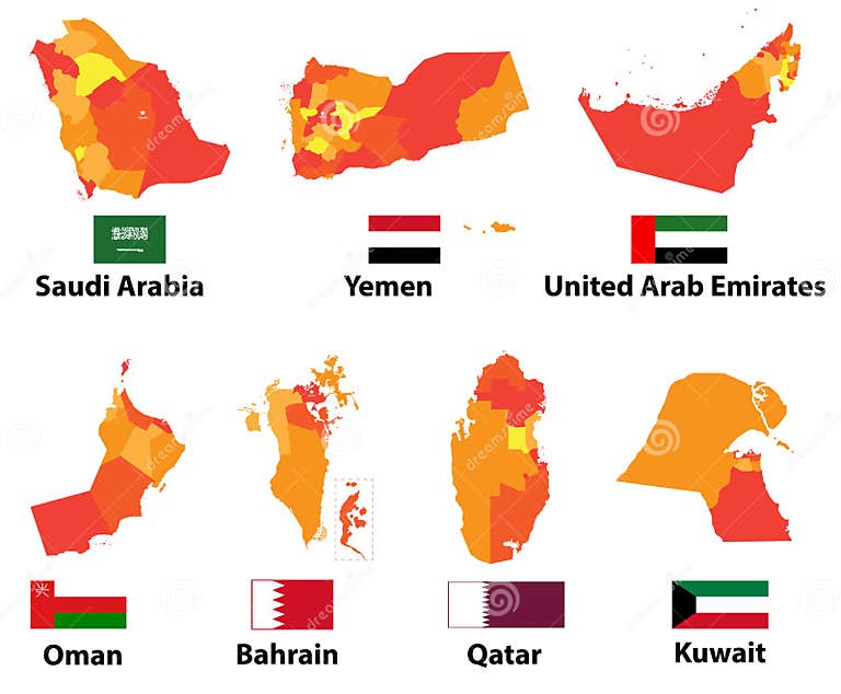 Vector Maps and Flags Arabic Countries of with Administrative Divisions ...